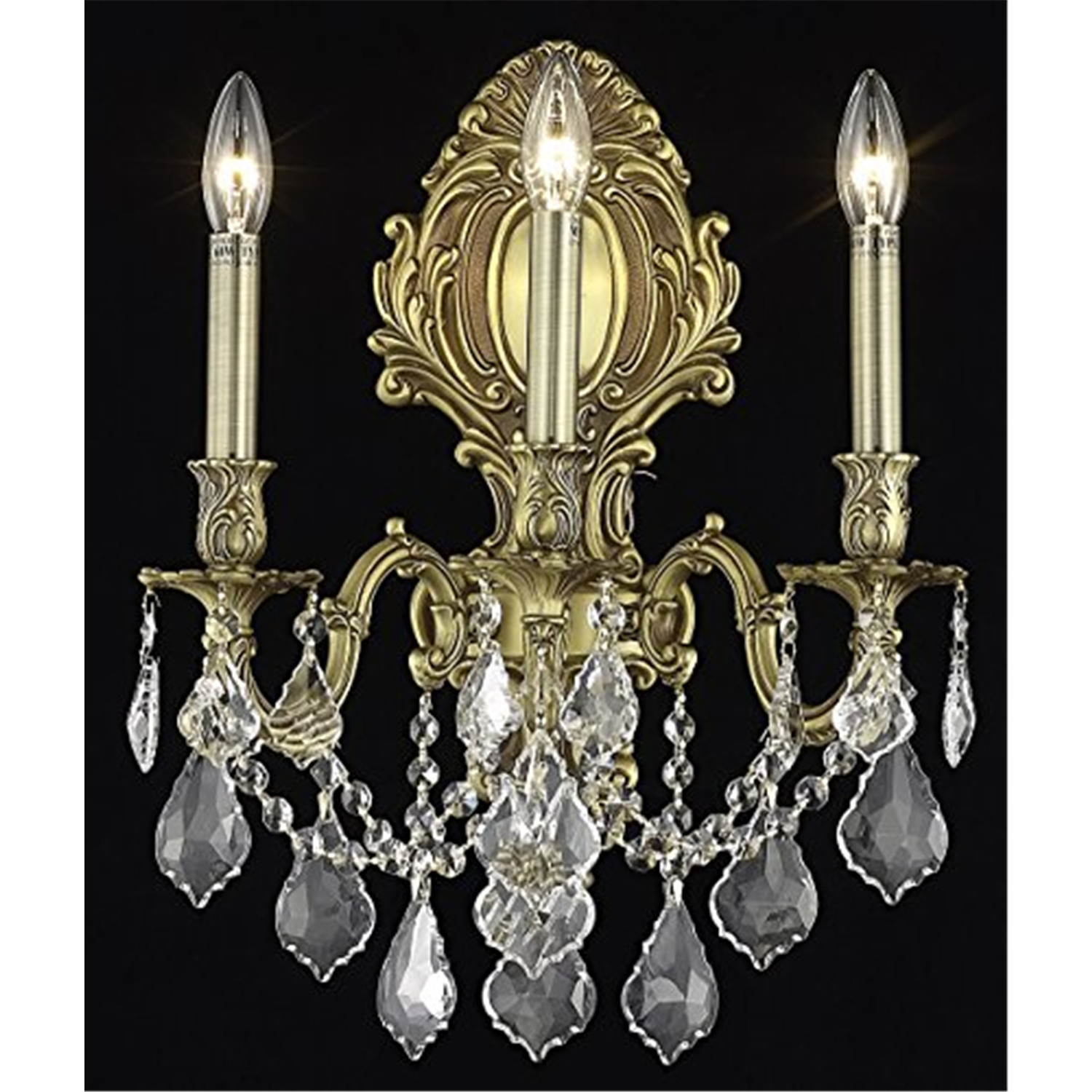 Monarch 3 light French Gold Wall Sconce Clear Royal Cut Crystal ...