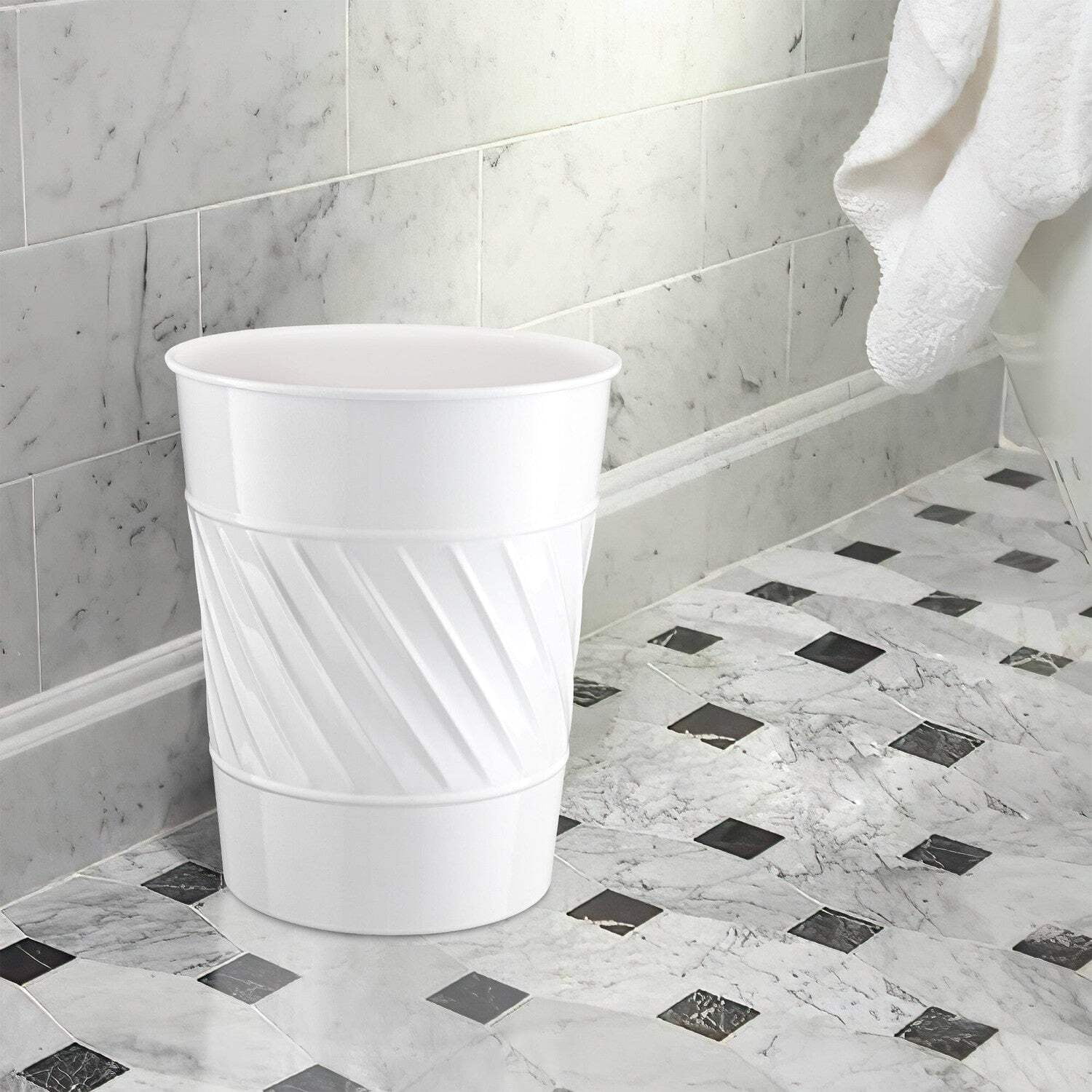 Monarch Abode Metal Wastebasket Trash Can, Handcrafted, Wave Embossed ...