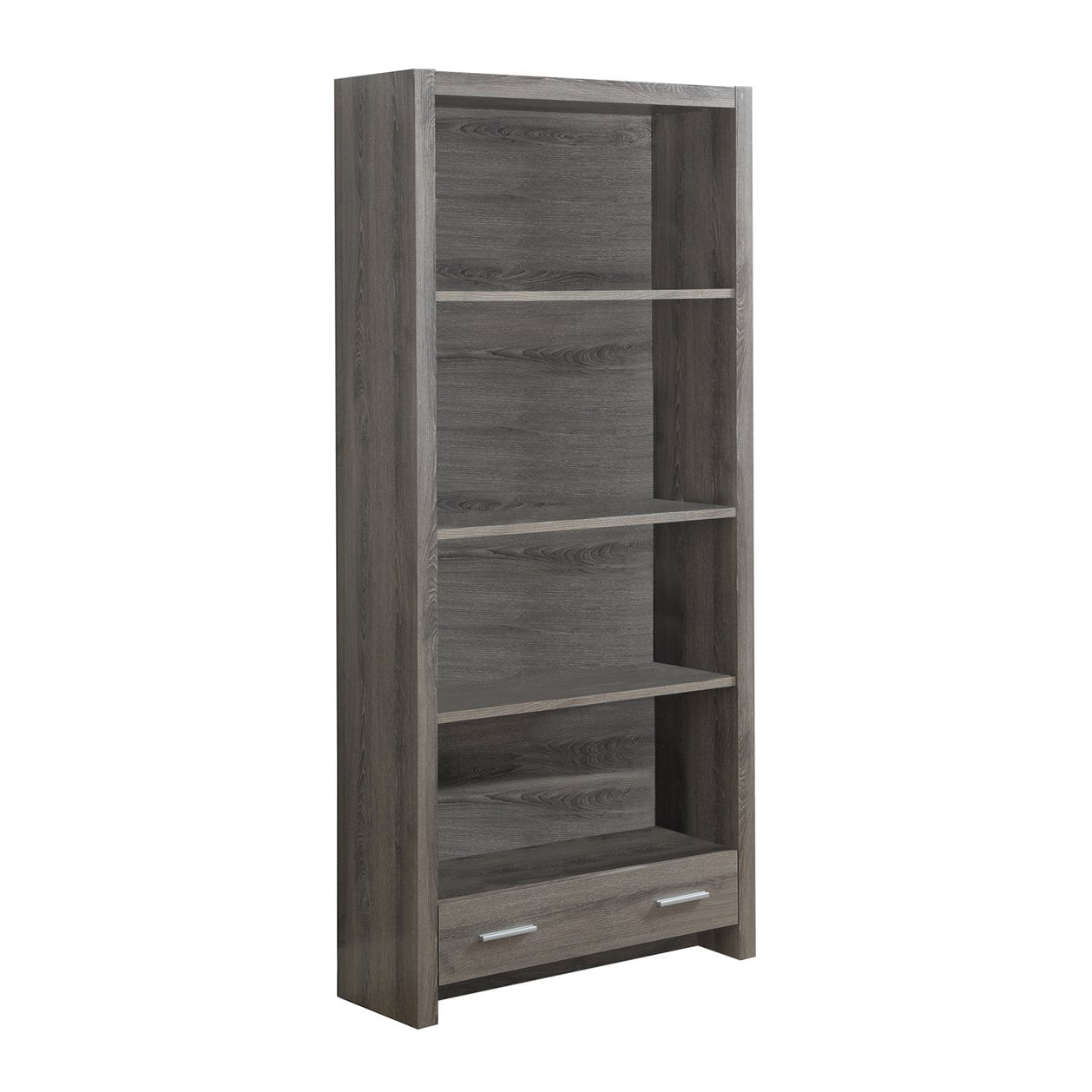 Monarch Bookcase 71"H / Dark Taupe With A Storage Drawer - Walmart.com