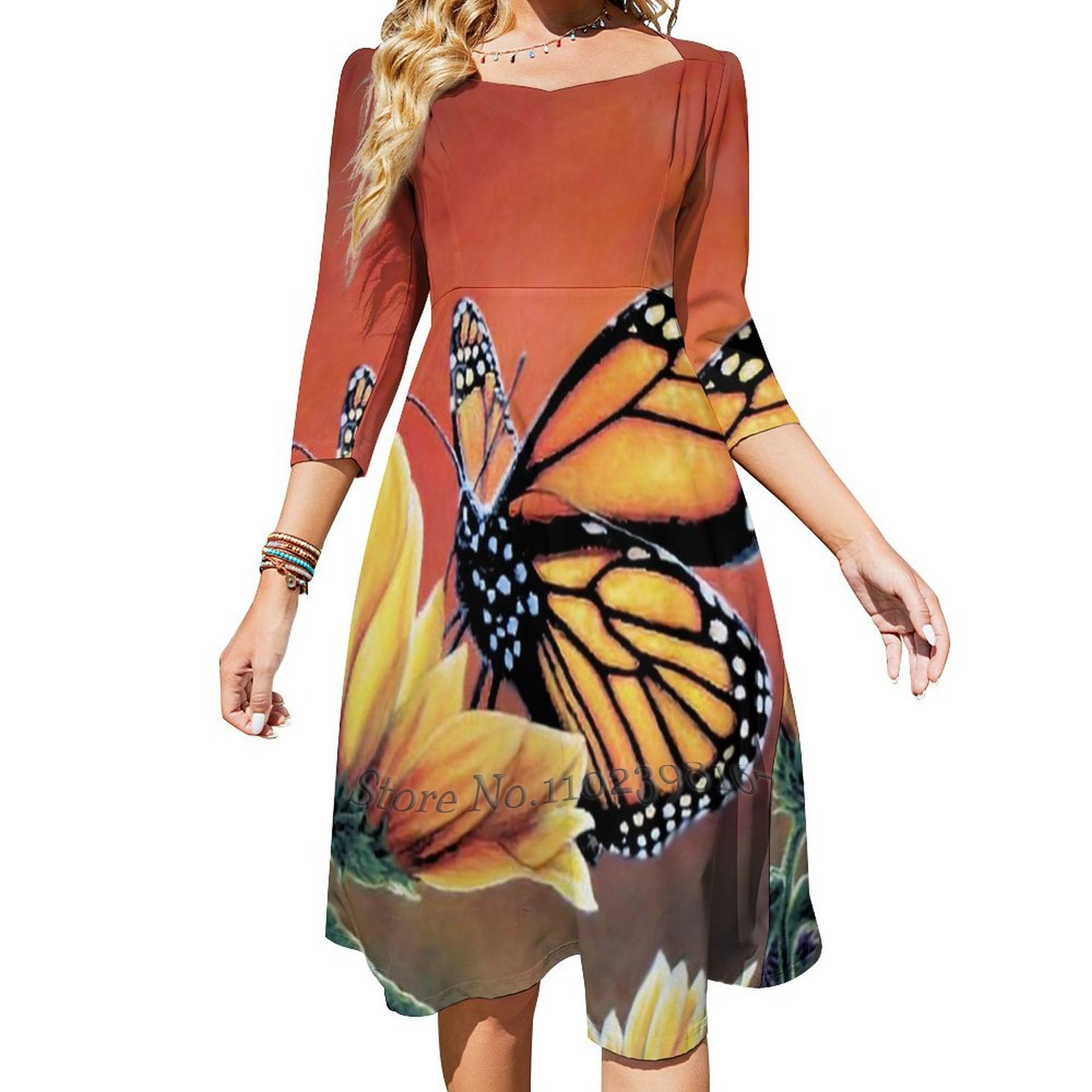 Monarch Buffet Square Neck Dress Cute Loose Print Dresses Elegant Beach ...