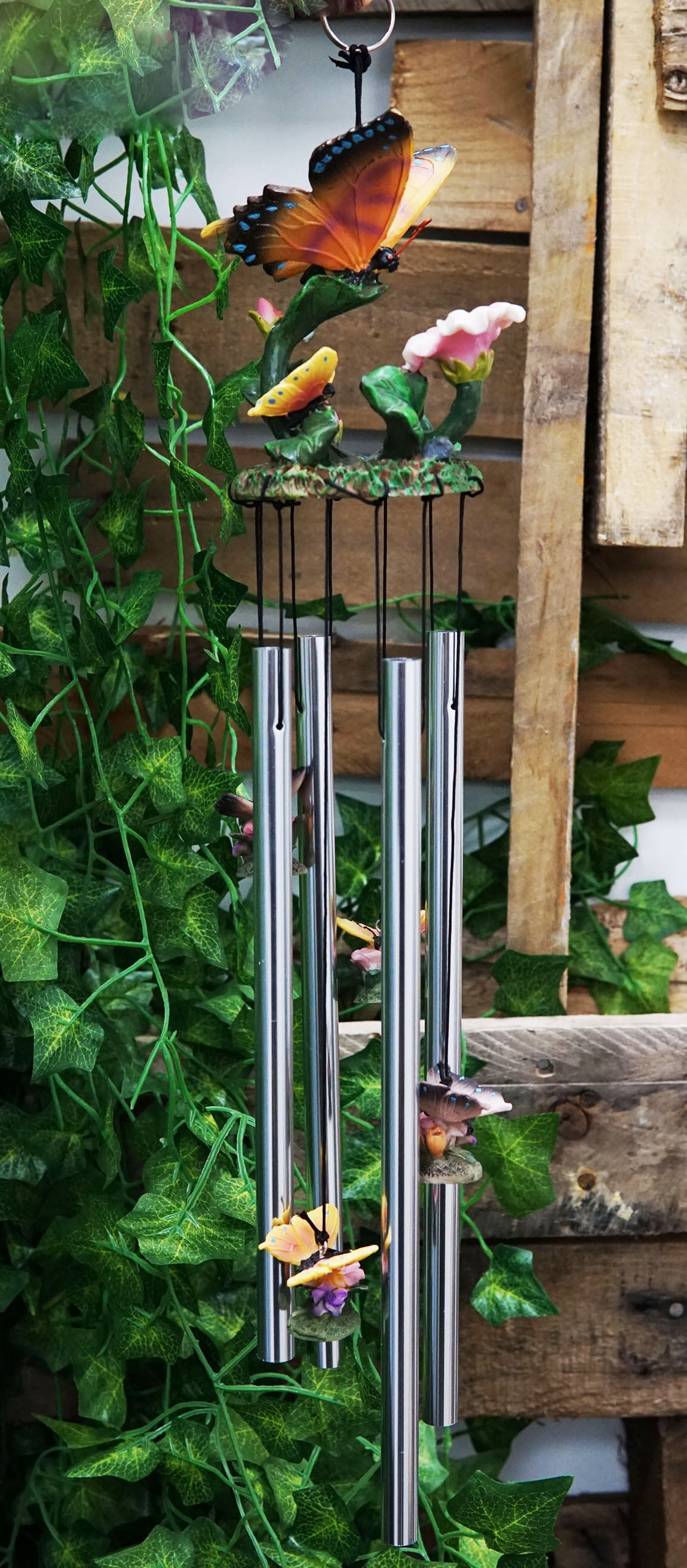 Monarch Butterflies Flitting On Flowers Resonant Wind Chime Garden ...