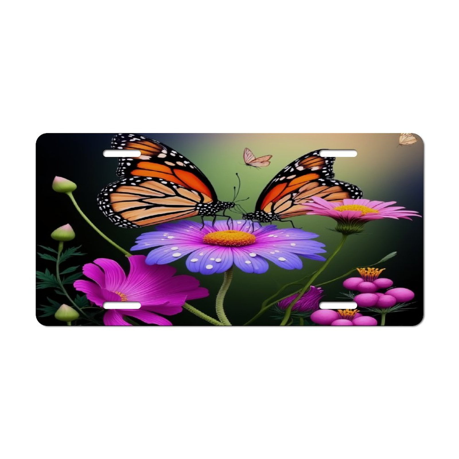 Monarch Butterflies Floral Print Car Decorative Front License Plate ...