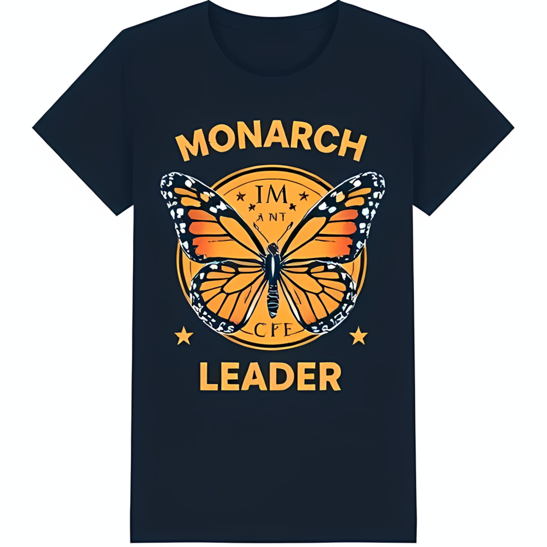 Monarch Butterfly Blue T-Shirt Bold Gold Circle Design with 'IM A NT ...