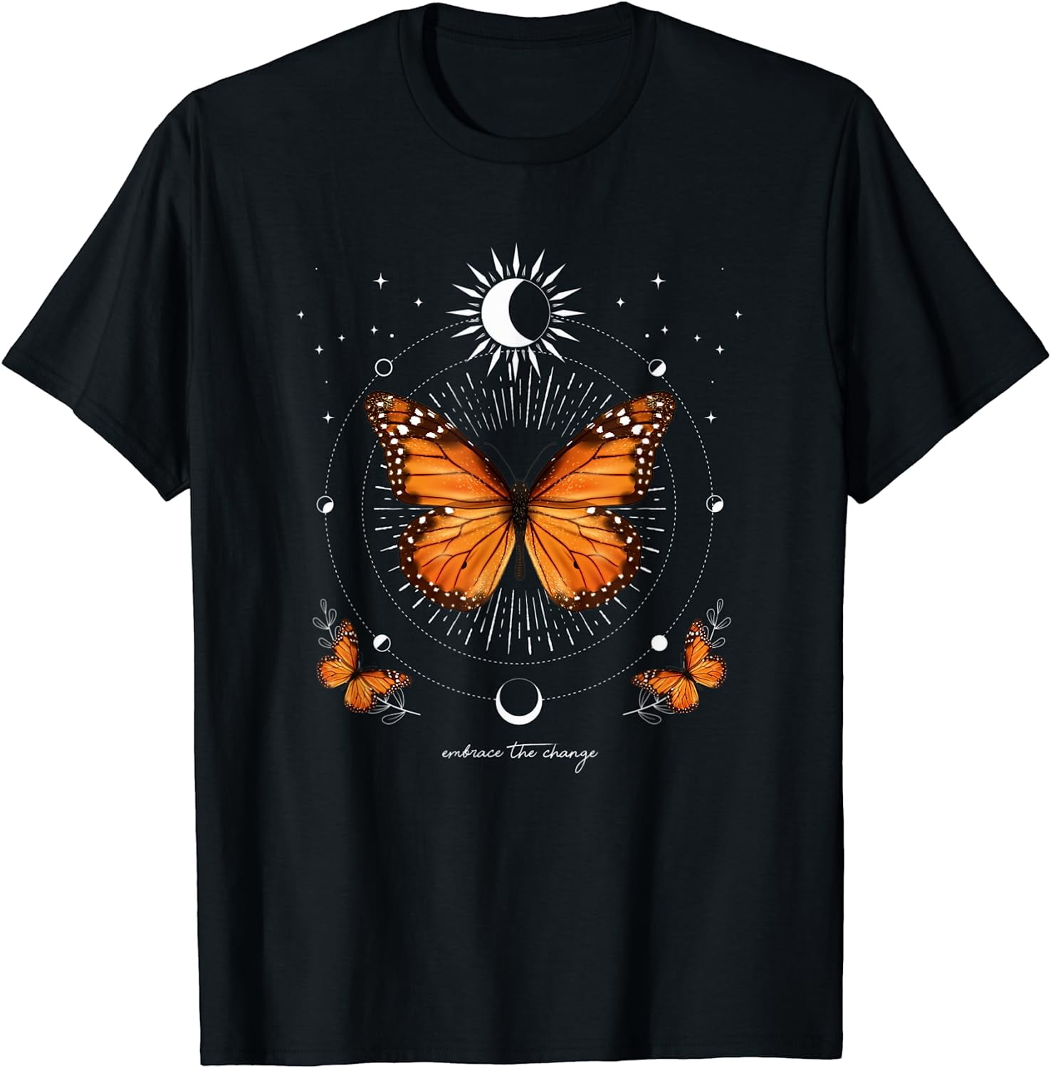 Monarch Butterfly Celestial Butterfly Sun Moon Phase Magical T-Shirt ...