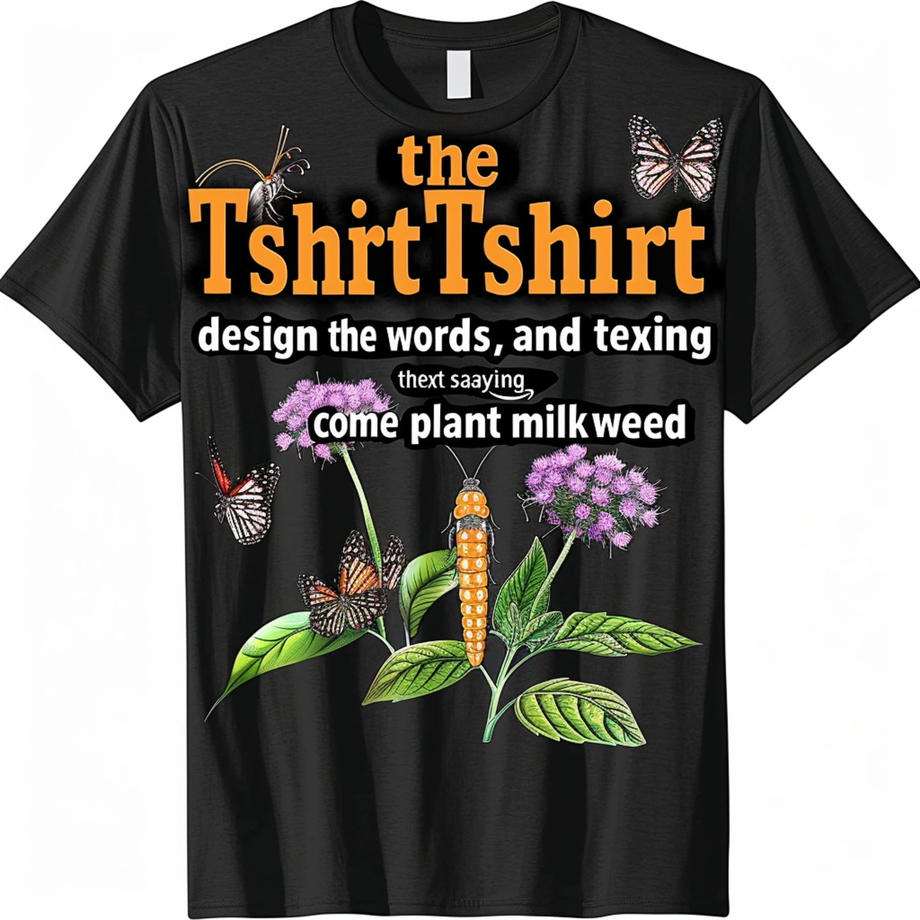 Monarch Butterfly Conservation TShirt: 'THEY will come plant ' design with butterfly chrysalis ...
