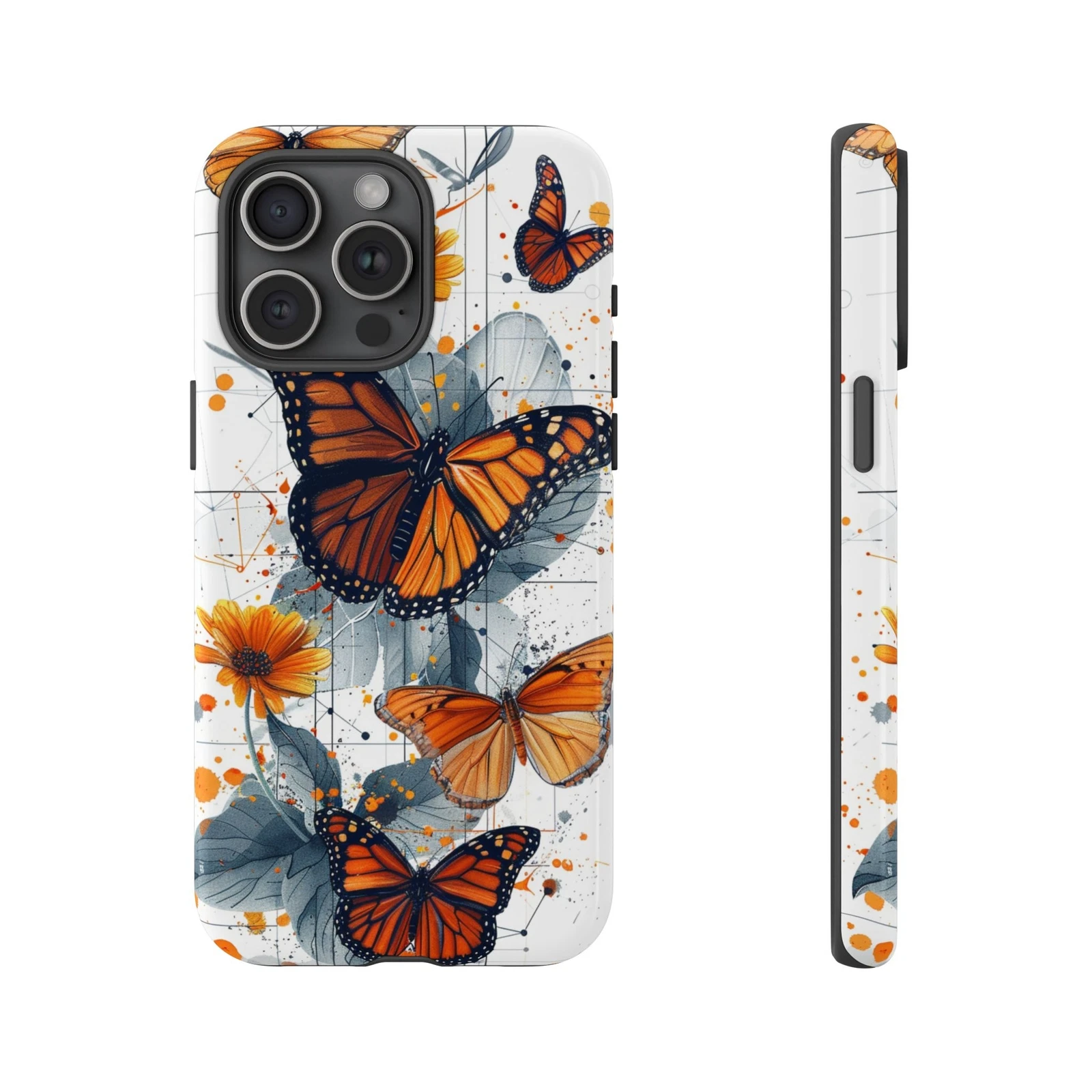 Monarch Butterfly Floral Art Illustration Phone Case for iPhone 17 to ...