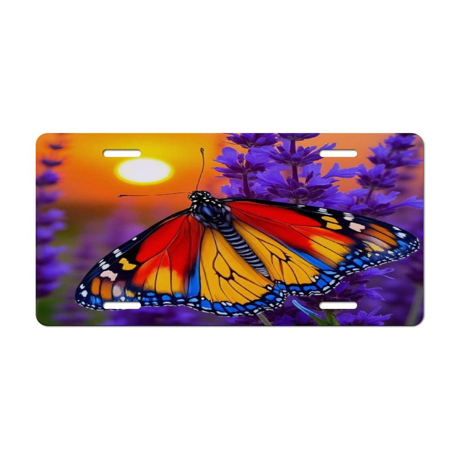 Monarch Butterfly Floral Sunset License Plate Lightweight Aluminum ...