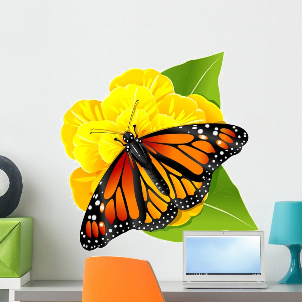 Monarch Butterfly Flower Wall Mural by Wallmonkeys Peel and Stick ...