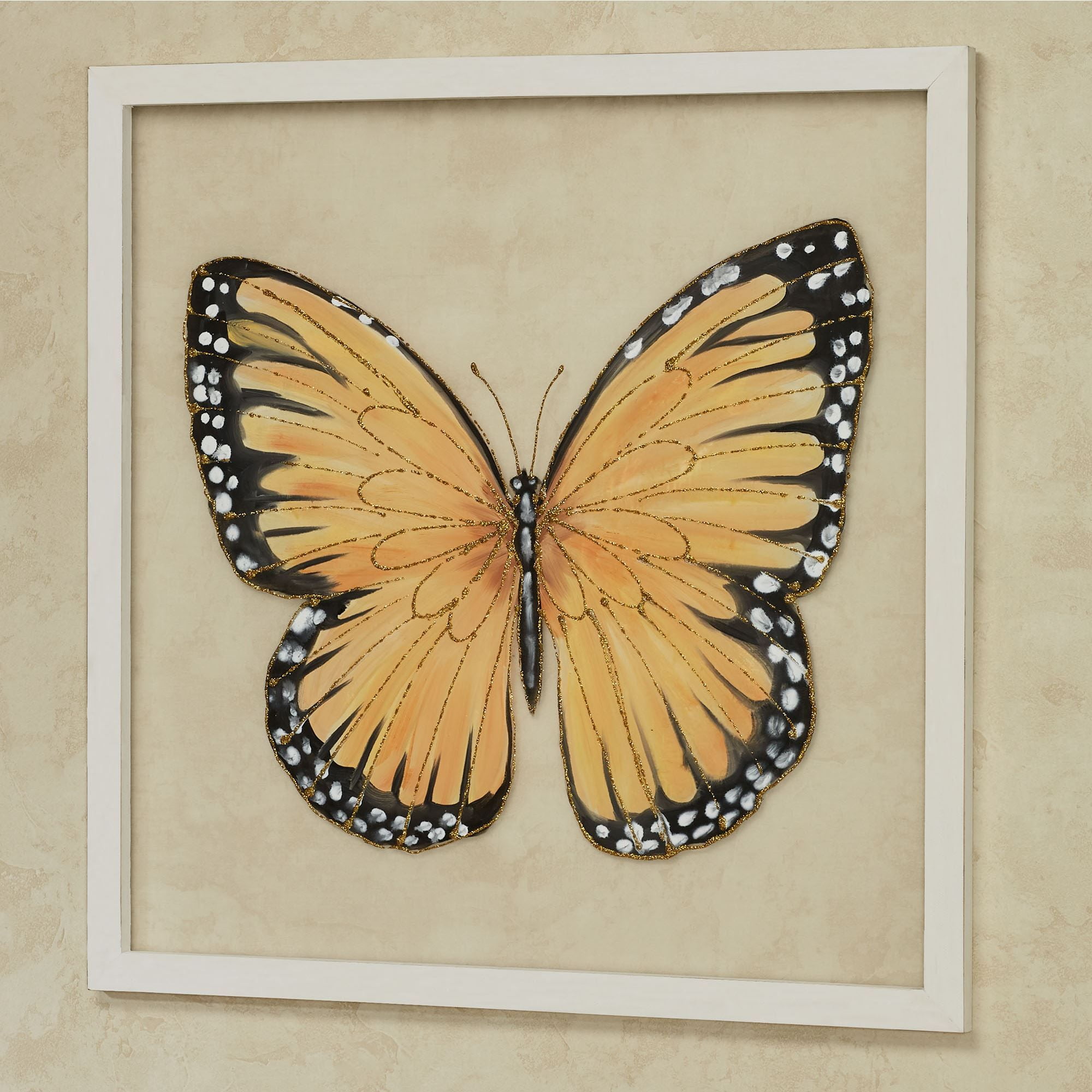 Monarch Butterfly Framed Wall Art Yellow - Painted by Hand - Gold ...