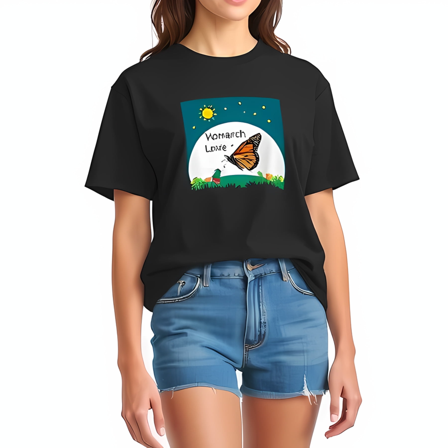 Monarch Butterfly Graphic Cotton Short Sleeve T-Shirt - " Monarch Love ...