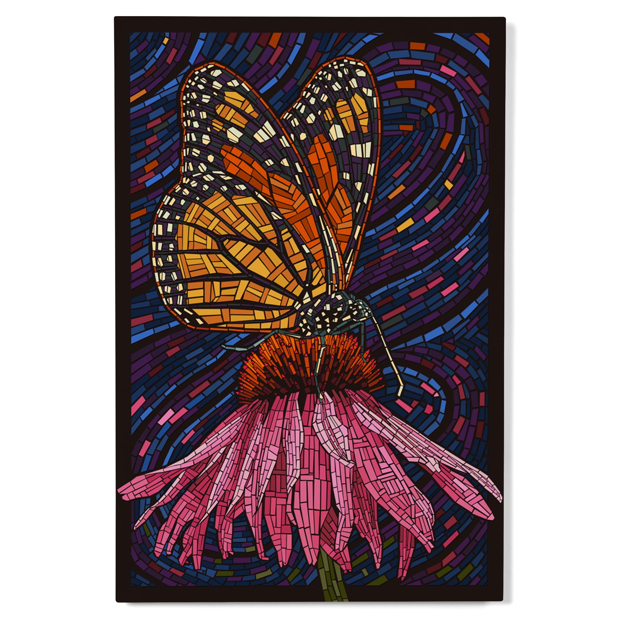 Monarch Butterfly, Paper Mosaic Birch Wood Wall Sign (12x18 Rustic Home ...