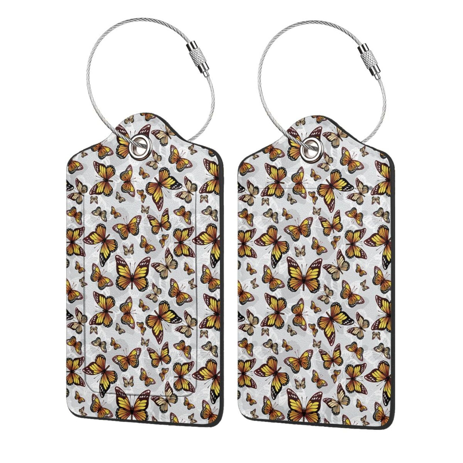 Monarch Butterfly Pattern Luggage Tags for Suitcase PU Privacy Cover ID ...
