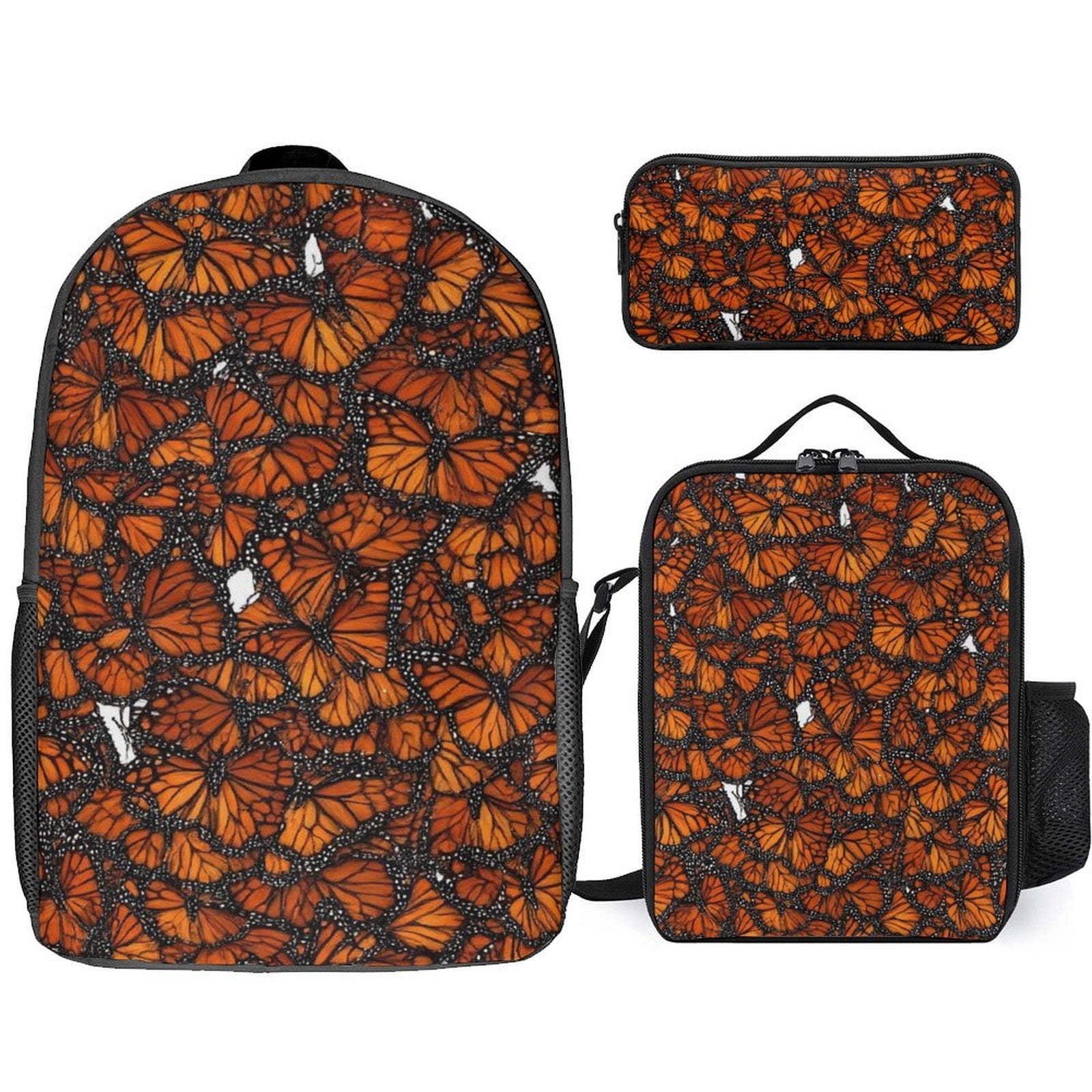 Monarch Butterfly Print(1)-2 3D Printed 3pcs/Set Bags Laptop Daypack ...