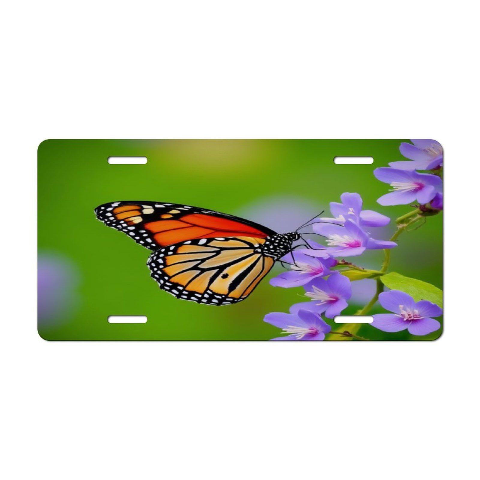 Monarch Butterfly on Purple Flowers-1 Car Decorative Front License ...