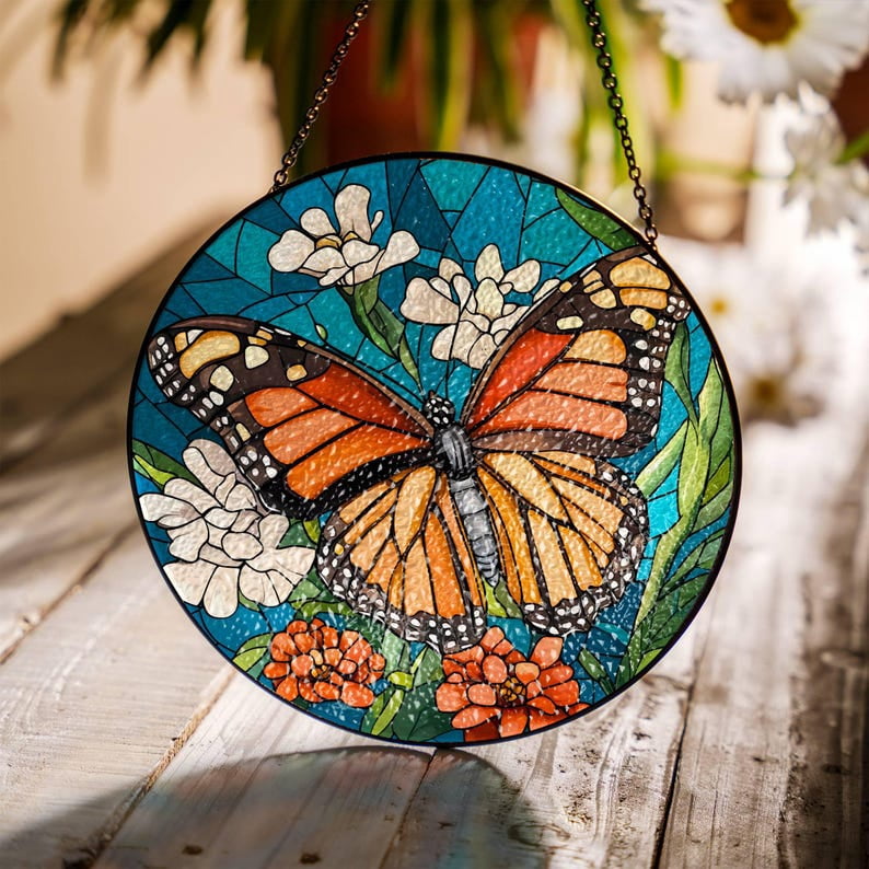 Monarch Butterfly Stained Glass Sun Catcher Butterflies LightCatcher ...