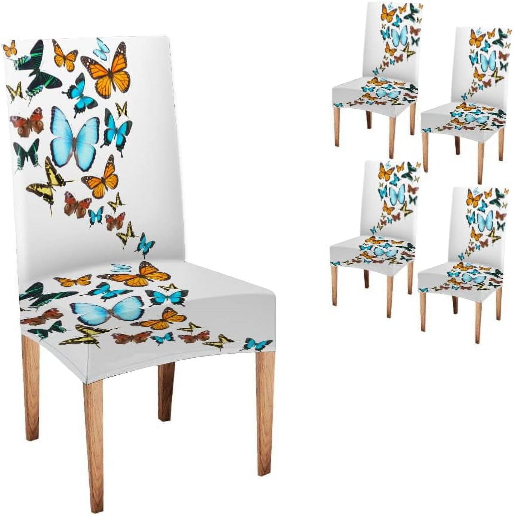 Monarch Butterfly Stretch Chair Covers for Dining Room Set of 4,Printed ...