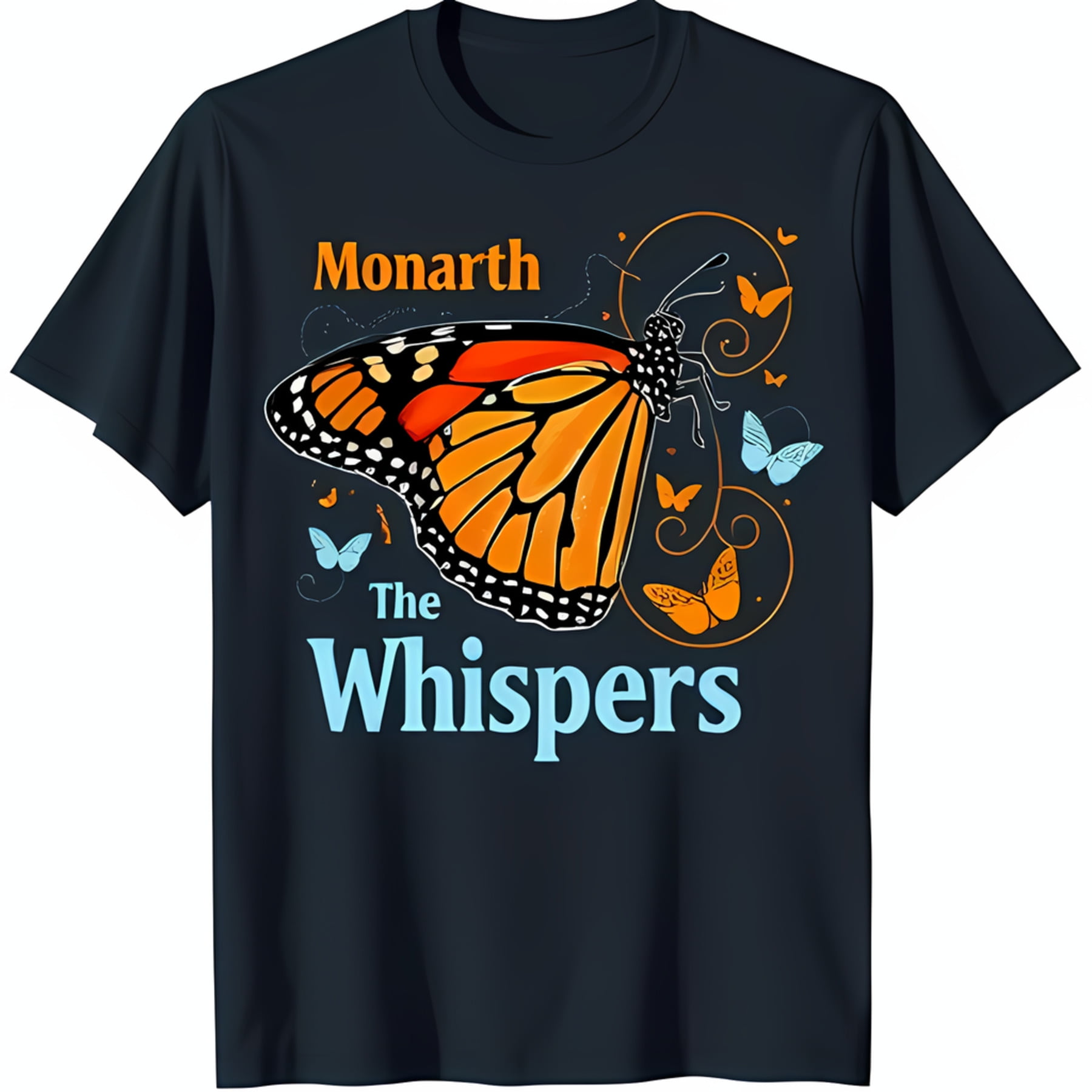 Monarch Butterfly T-Shirt Ethereal Design with White Butterflies ...