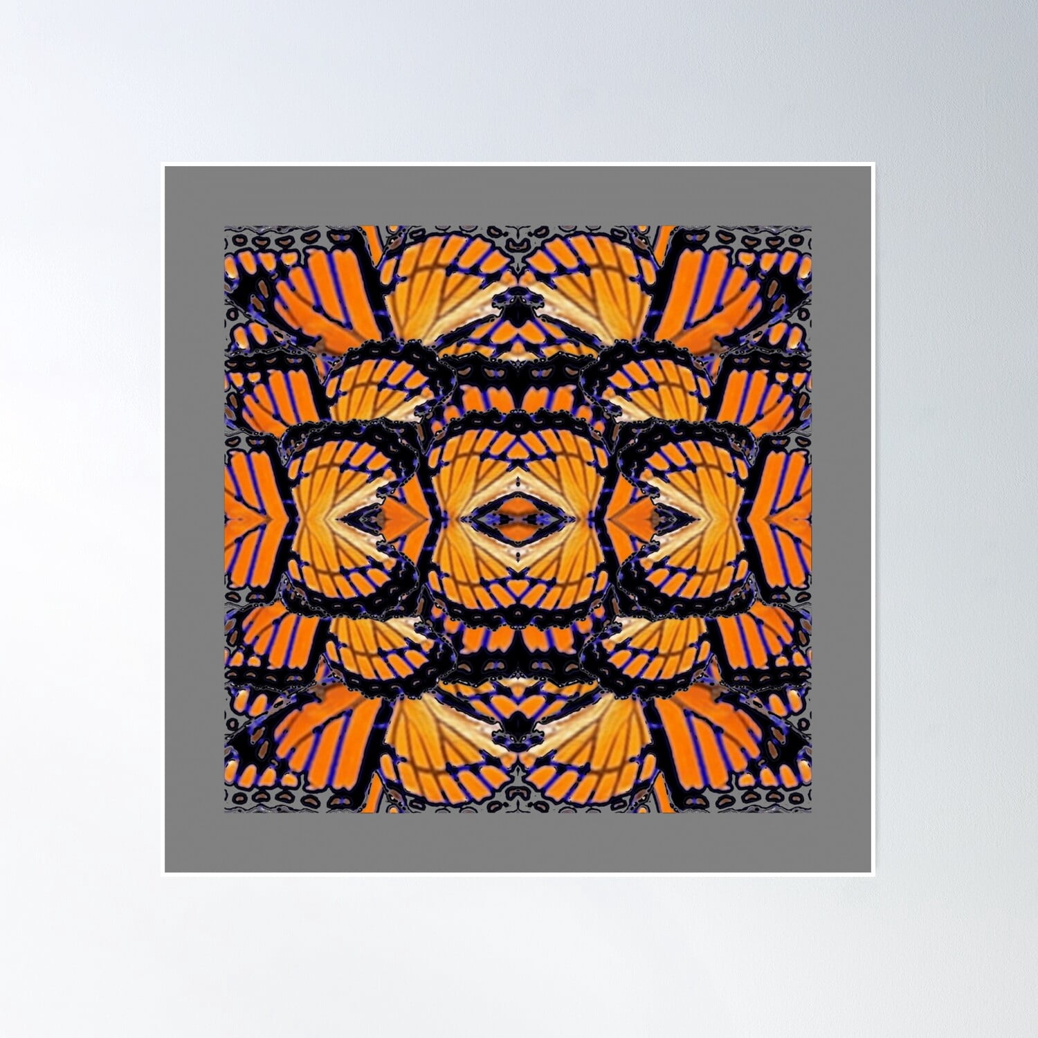 Monarch Butterfly Wing Patterns Grey Art Poster Wall Art, Modern Wall ...