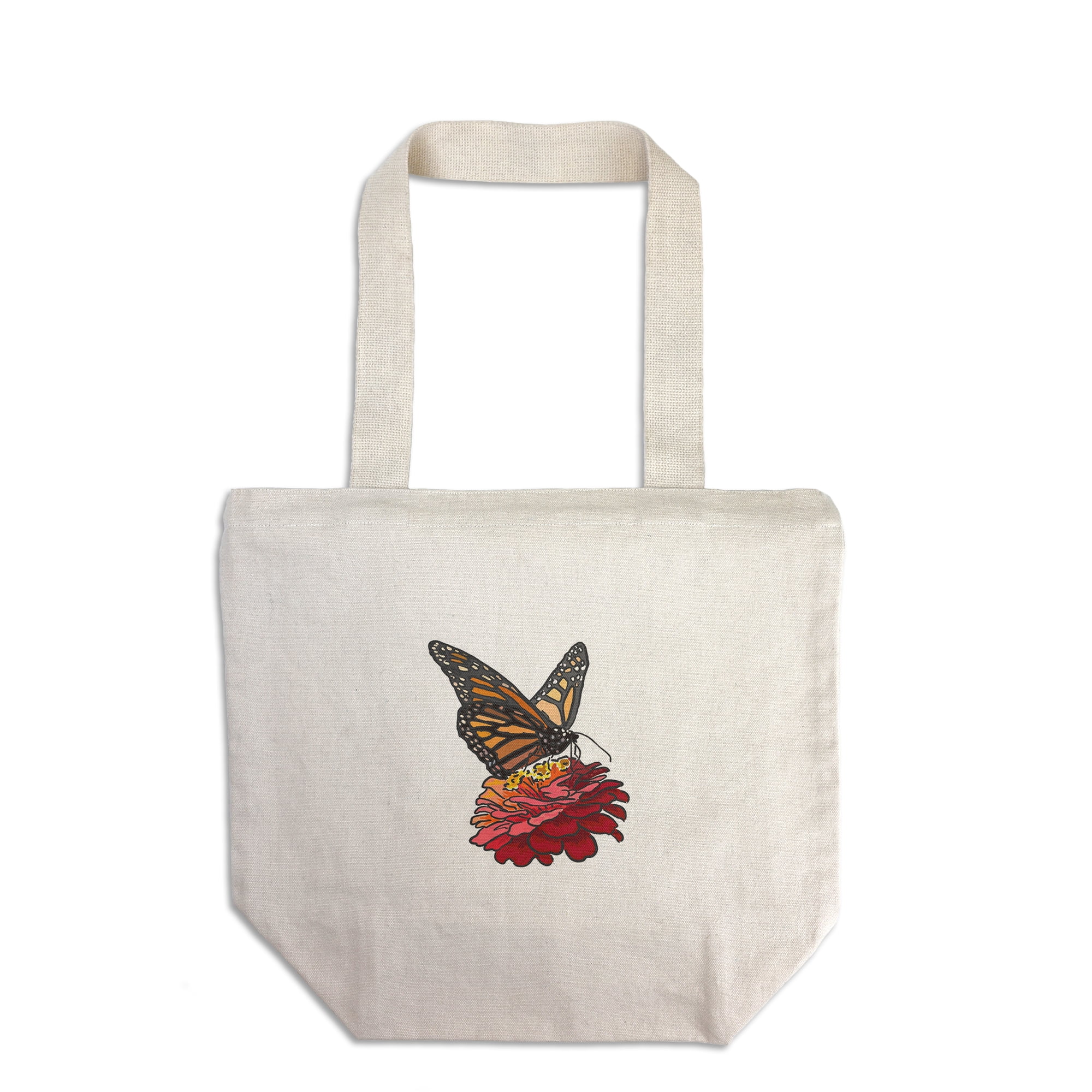 Monarch Butterfly and Flower, Icon (100% Cotton Canvas Reusable Tote ...
