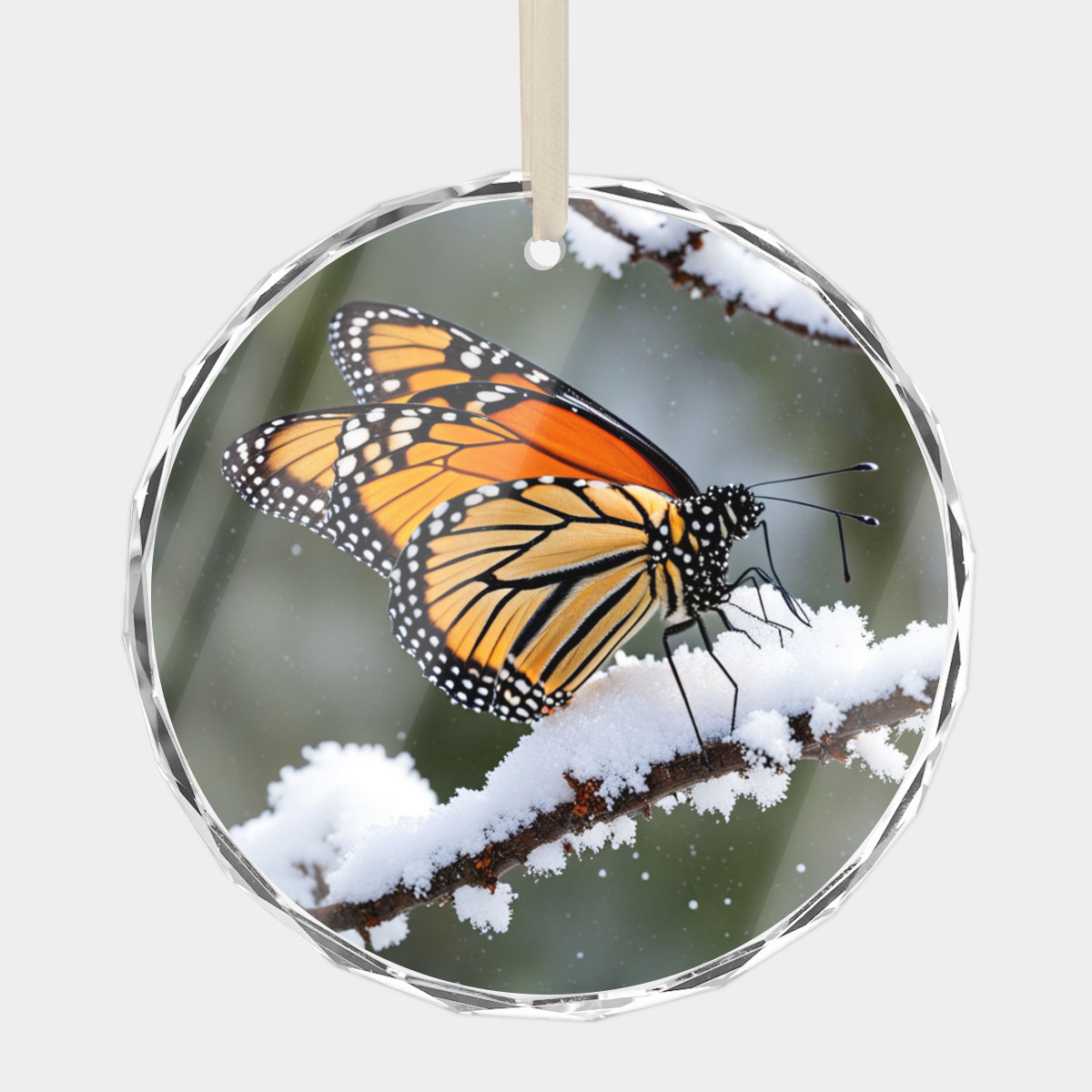 Monarch Butterfly in Winter Snow on a Branch, Butterflies Lover 3 inch ...