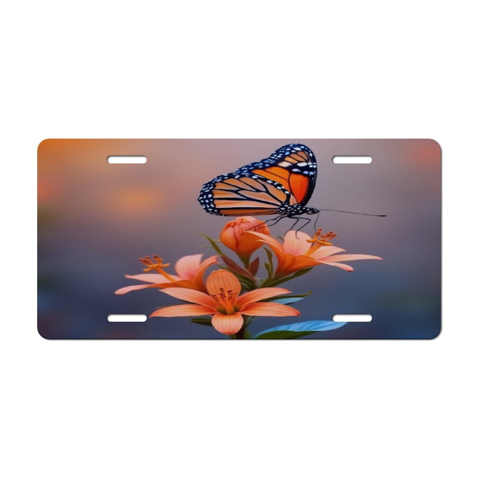 Monarch Butterfly on Orange Lilies License Plate Lightweight Aluminum ...