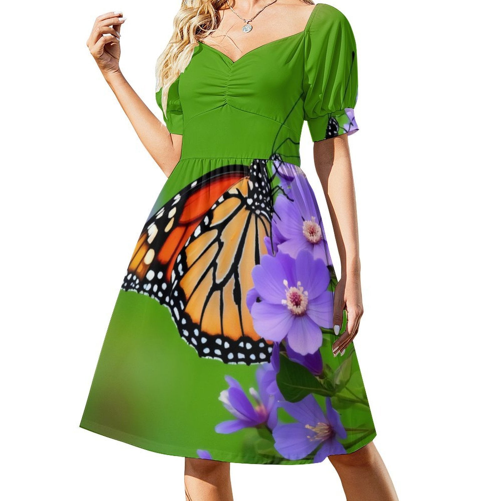 Monarch Butterfly on Purple Flowers Summer Women's Dress 2025 Elegant ...