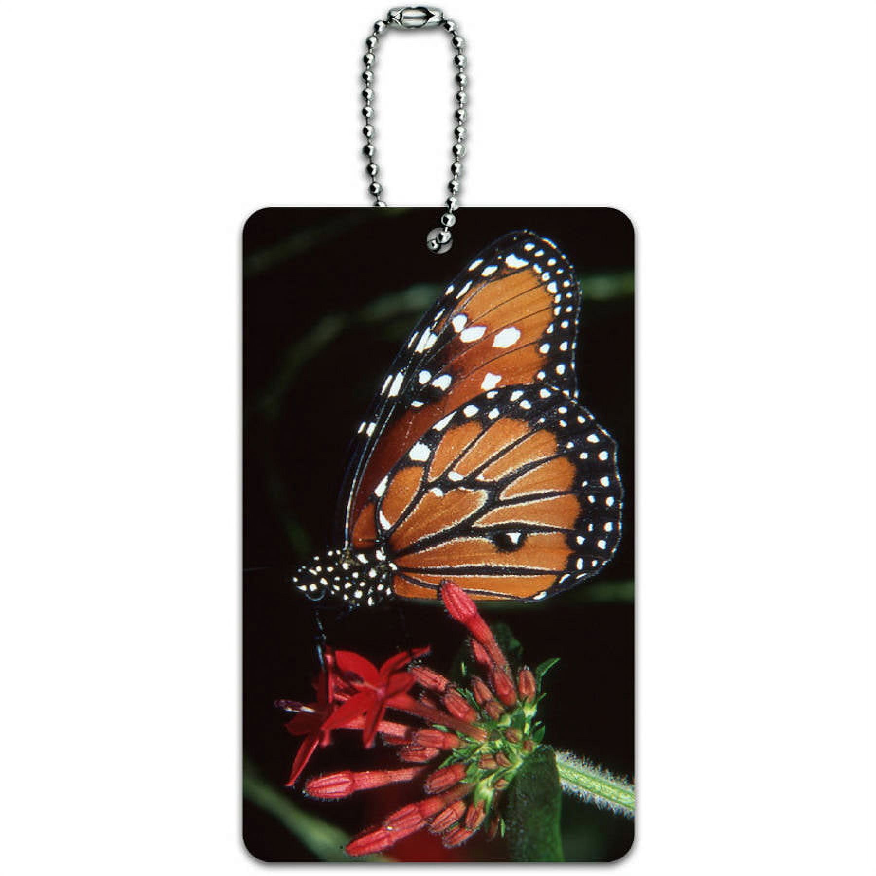Monarch Butterfly on Red Flower ID Tag Luggage Card for Suitcase or ...