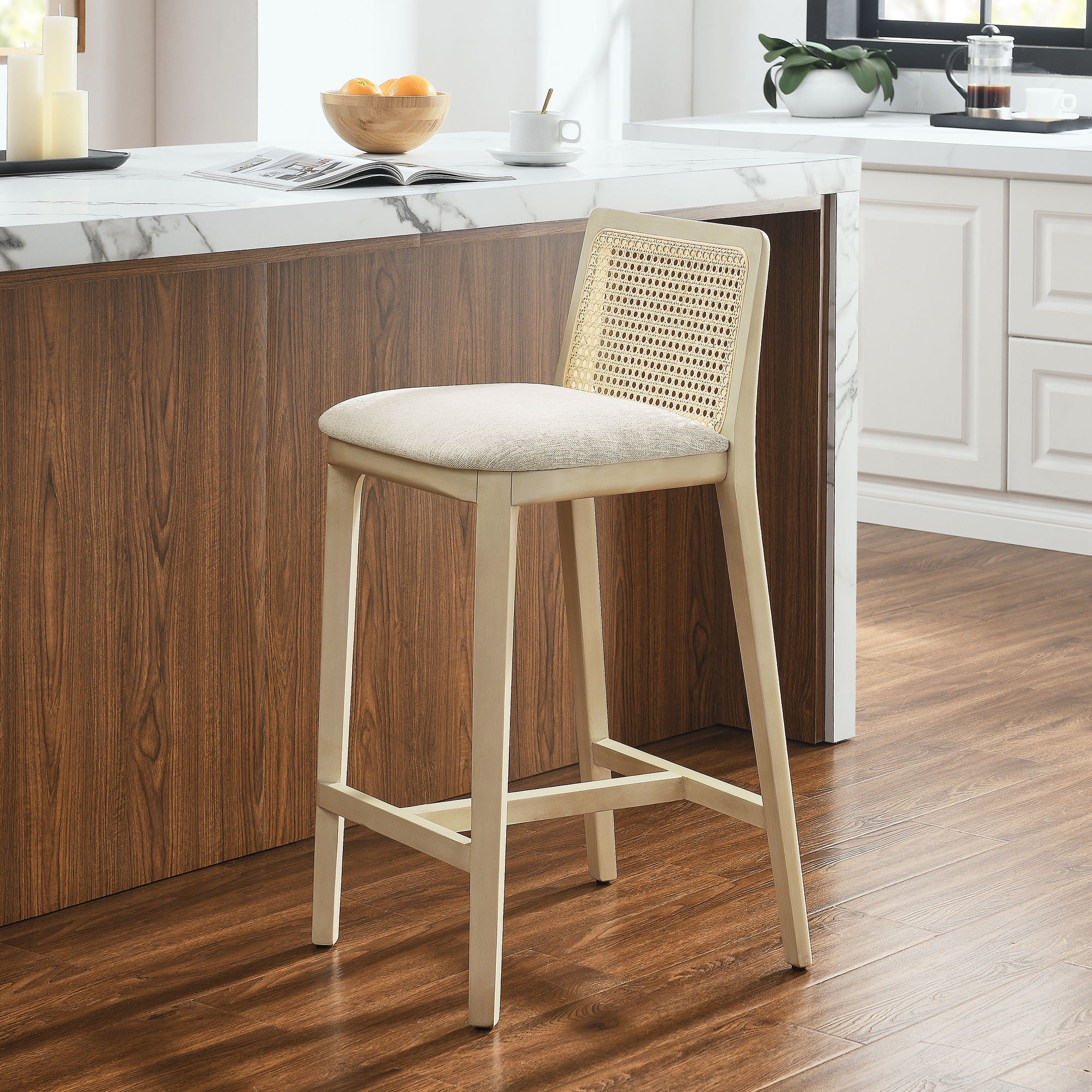 Monarch Counter Stool in Antique White Natural Heathered Weave Ivory ...