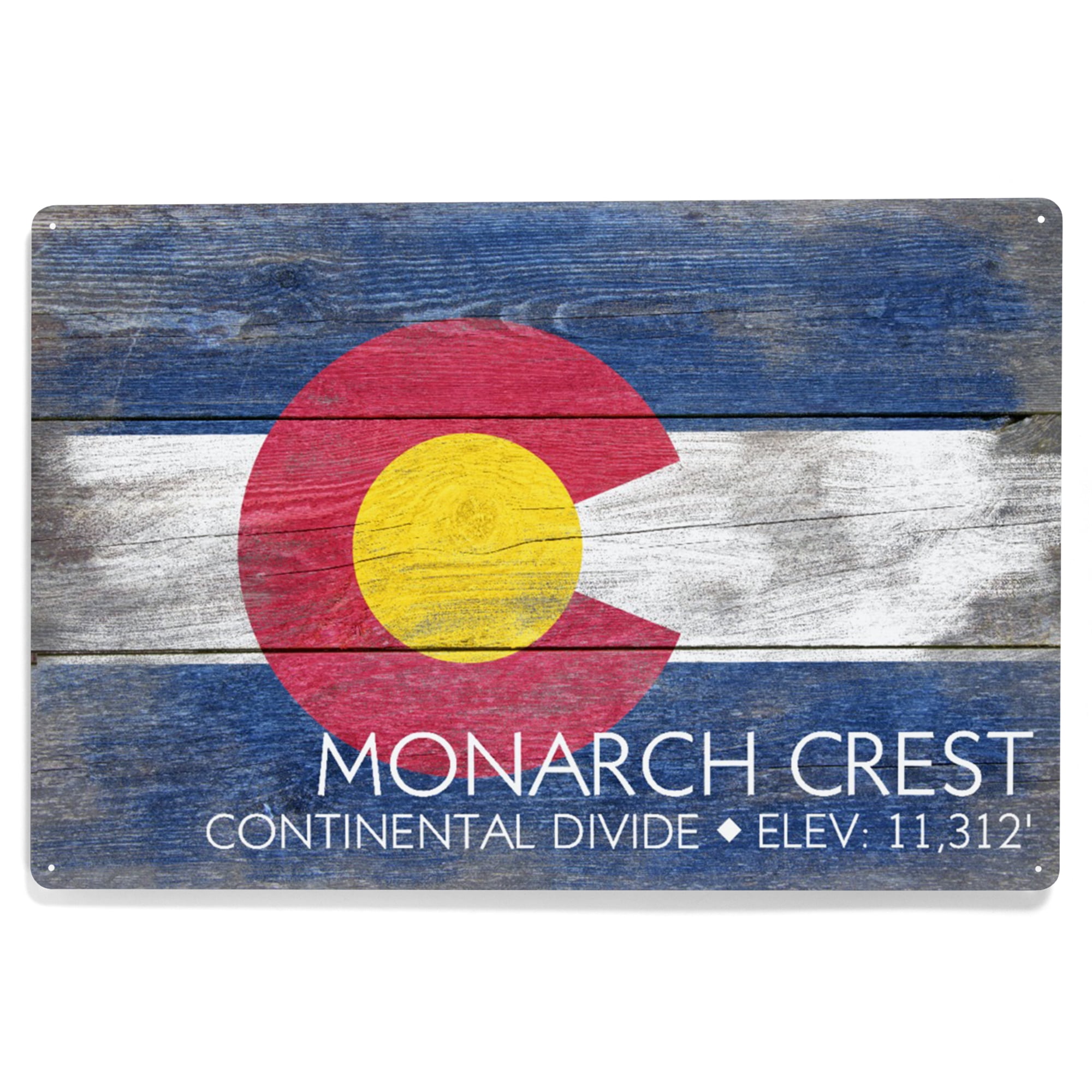 Monarch Crest, Colorado, Rustic State Flag (12x18 Aluminum Art, Indoor ...