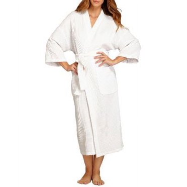 HeatWave European Spa & Bath White Waffle Weave Terry Cloth Robe w ...