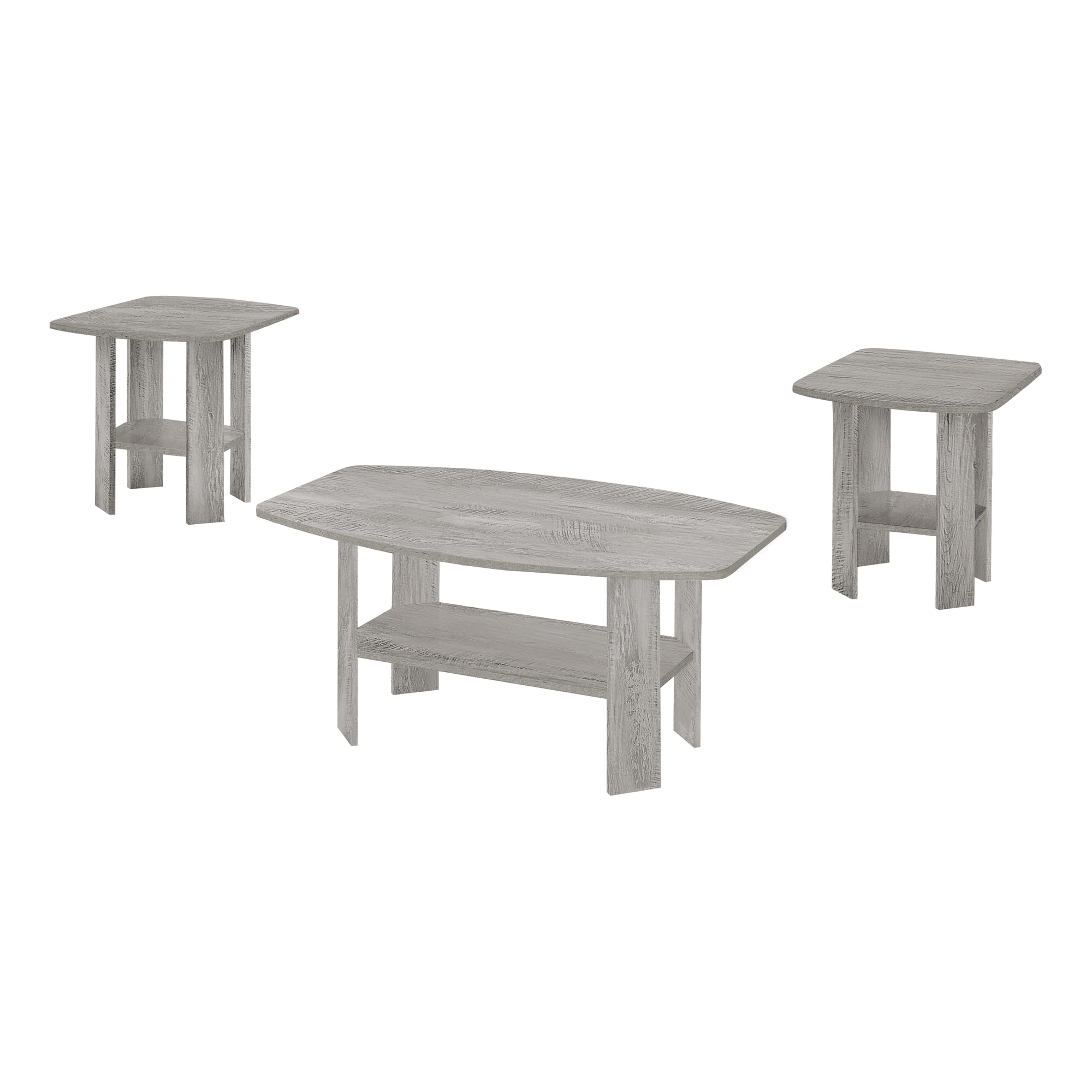 Three Piece Table Set: Coffee & 2 End Tables with Storage, Grey ...