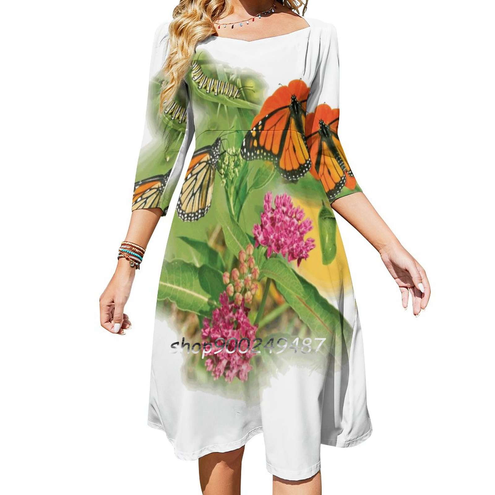 Monarch Life Cycle Evening Party Dresses Midi Sexy Dress Female Sweet ...