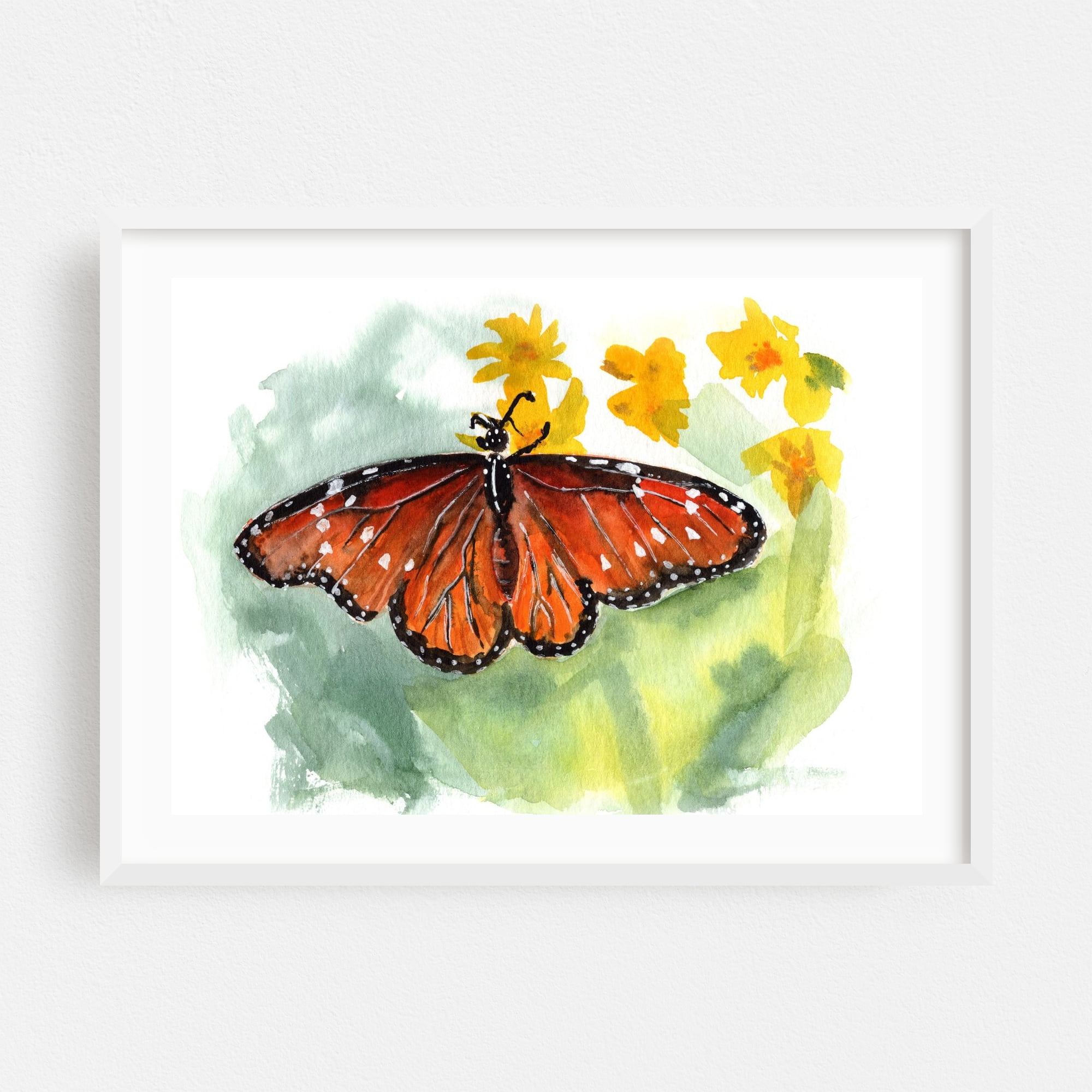 Monarch - Painting Butterfly Watercolor Nature Floral Insect Botanical ...