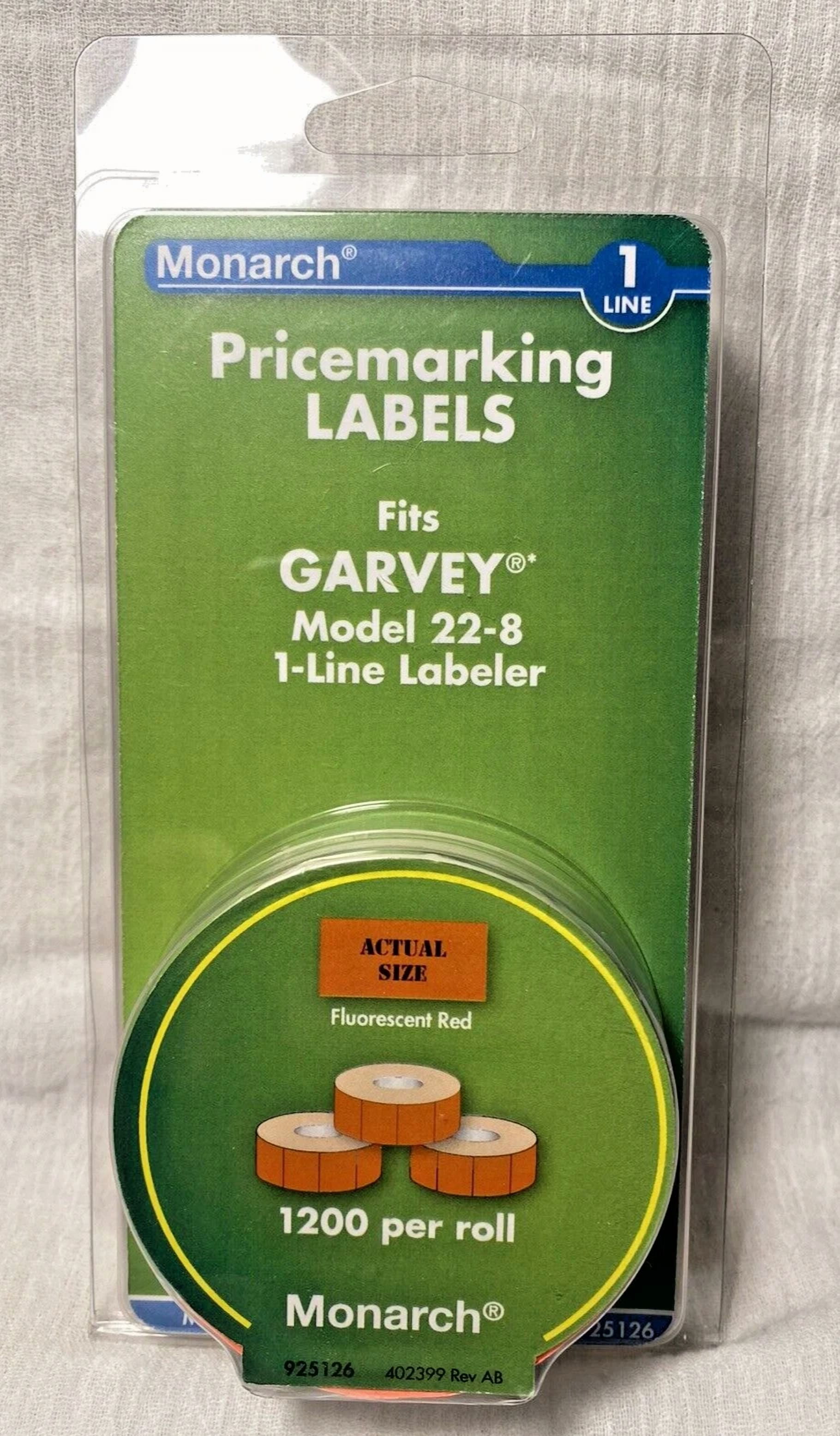 Monarch Pricemarking Labels 1-Line Fluorescent Red 3 Rolls 925126 Price ...