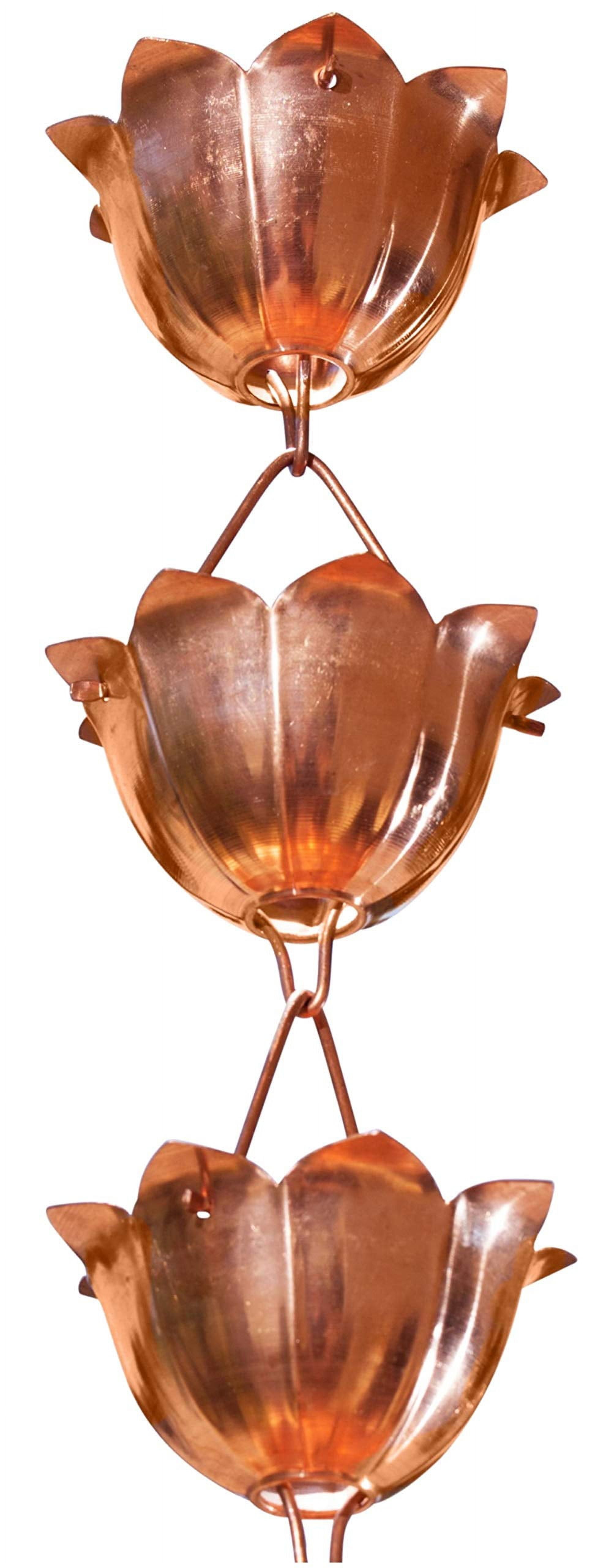 Monarch Rain Chains Pure Copper Lotus Rain Chain, 8.5 ft Decorative ...