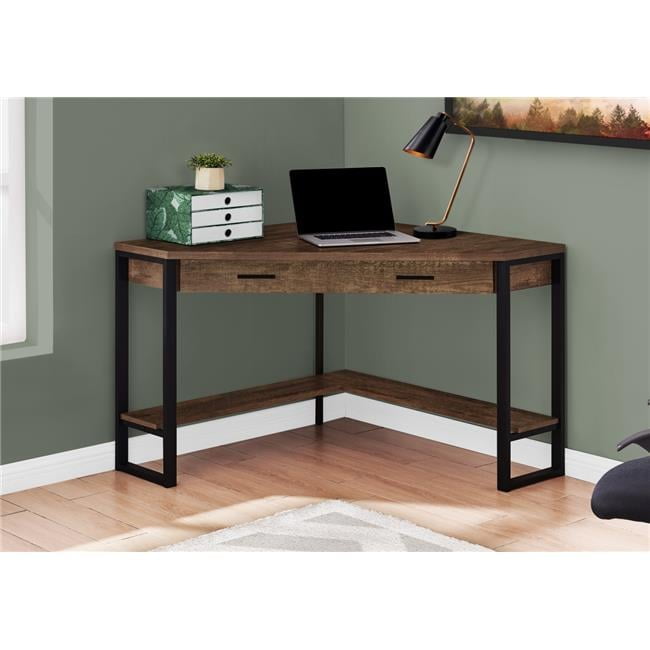 Monarch Specialties 42 in. Brown Reclaimed Wood Corner Computer Desk ...