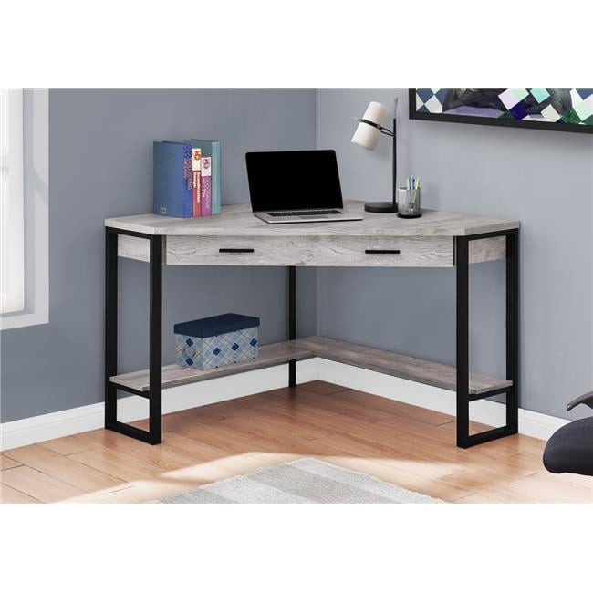 Monarch Specialties 42 in. Grey Reclaimed Wood Corner Computer Desk ...