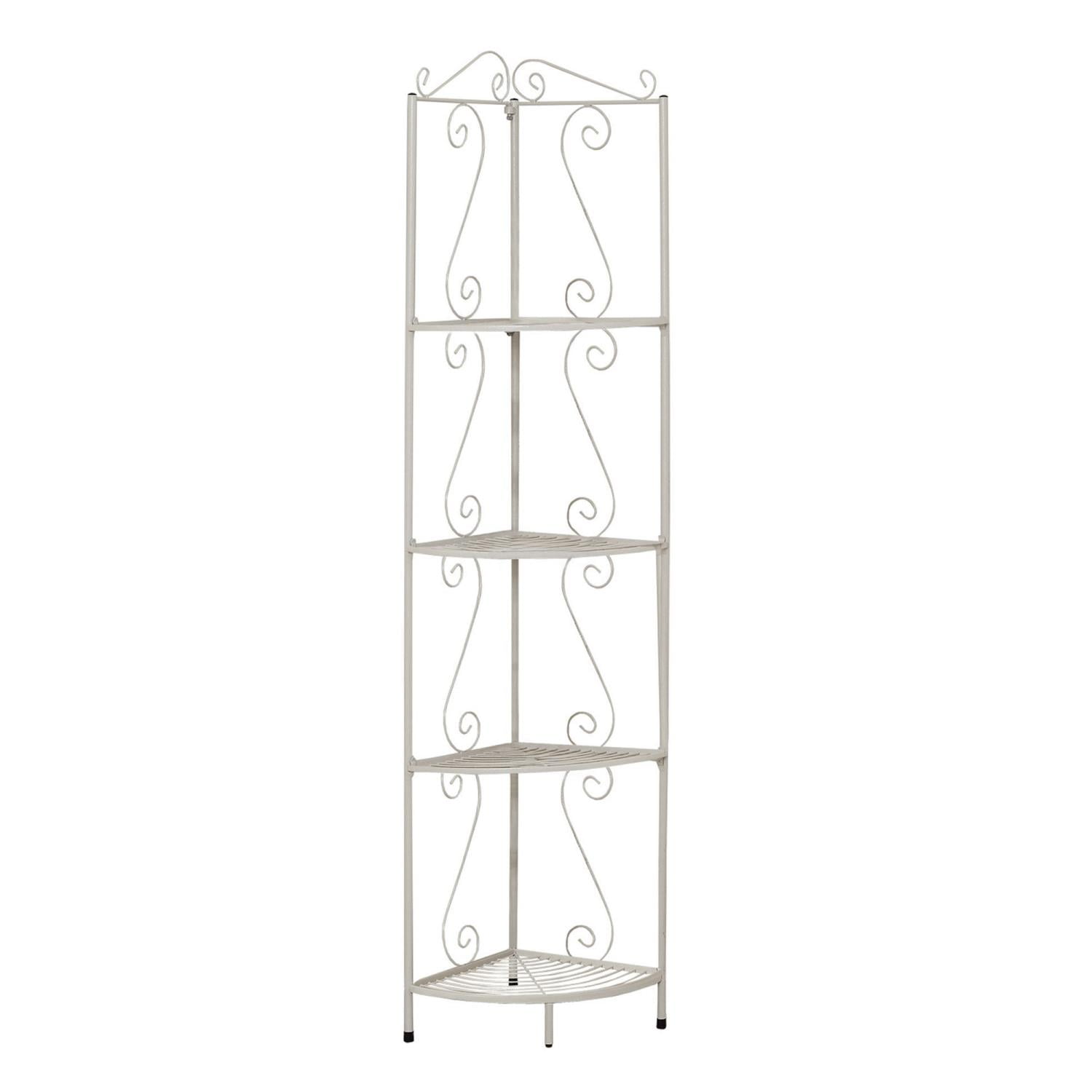 Monarch Specialties Bookcase 70"H, White Hammered Metal Corner Etagere ...