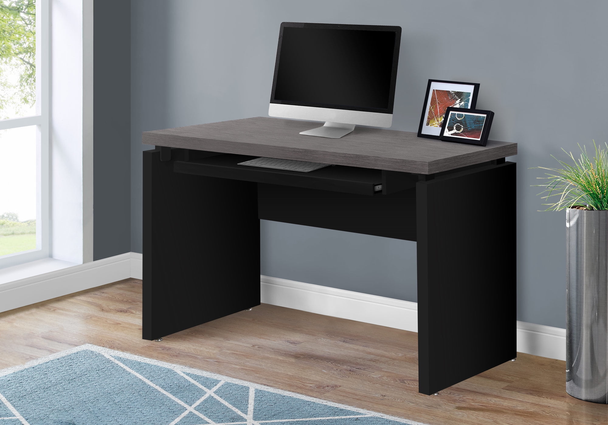Monarch Specialties Computer Desk - 48"L, Black, Grey Top - Walmart.com