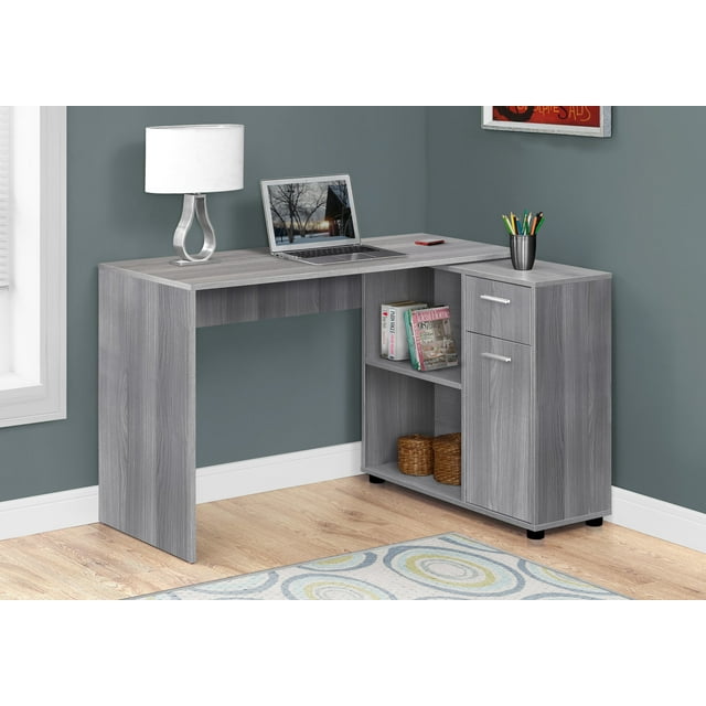 "Monarch Specialties L-Shaped Study Computer Desk with Shelf, 1 Drawer ...