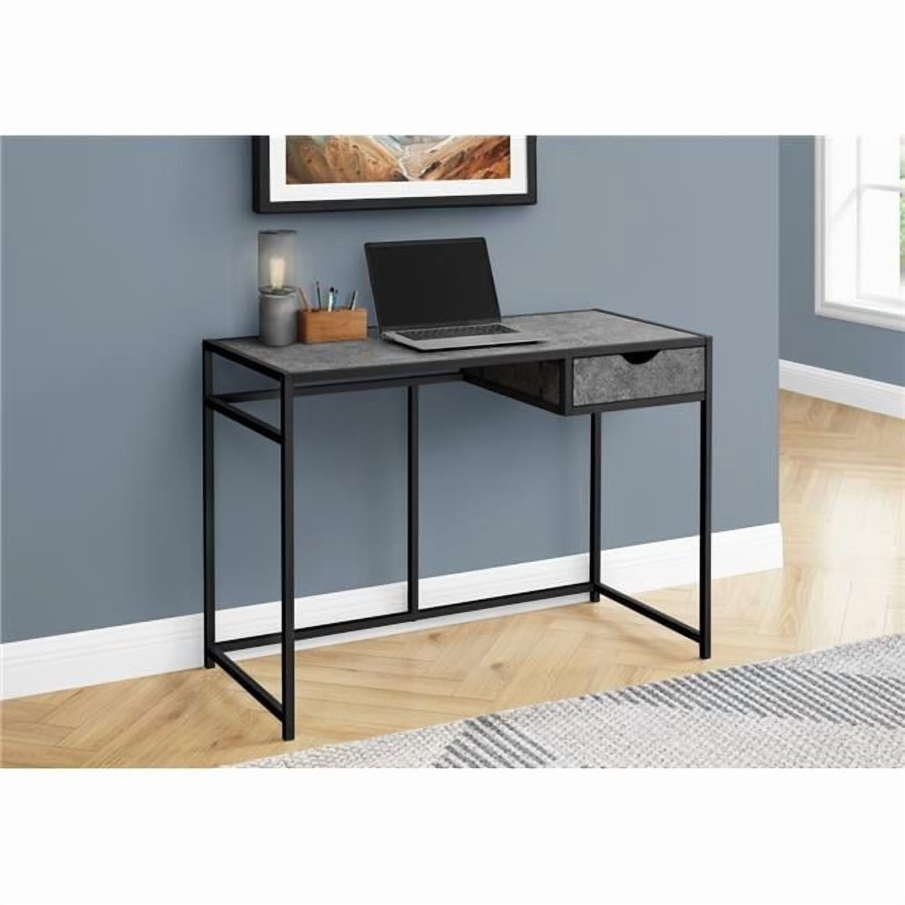 Monarch Specialties I 7573 42 in. Metal Computer Desk, Grey Stone-Look ...