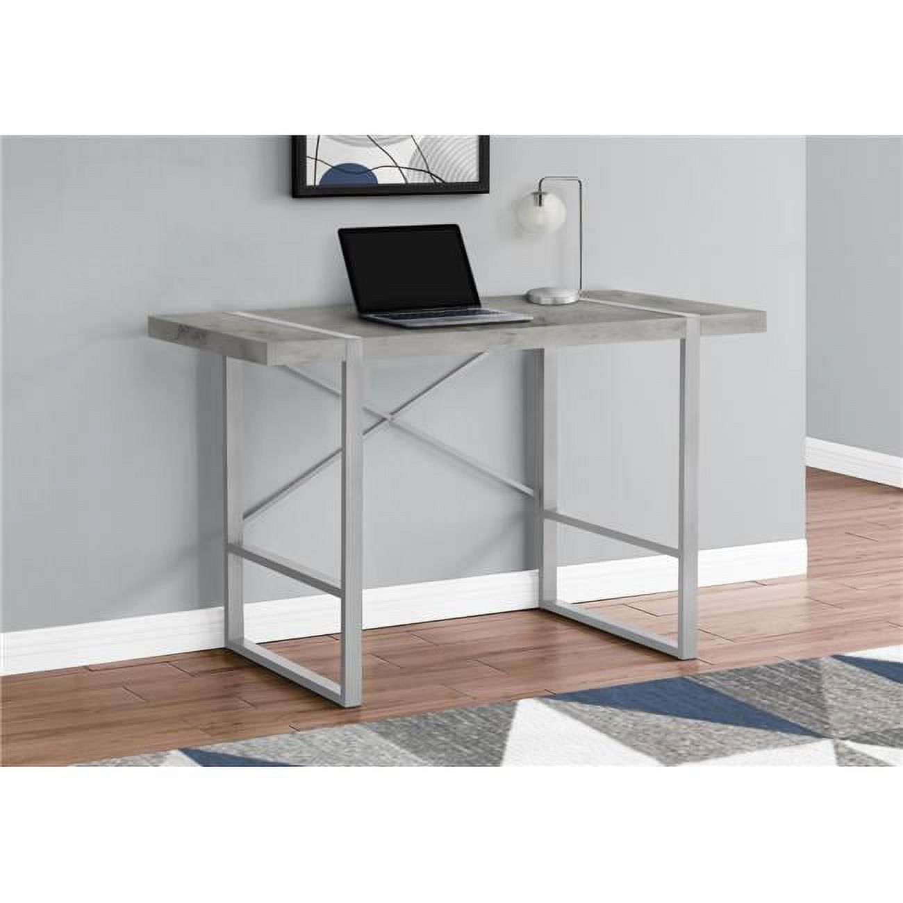 Monarch Specialties I 7662 48 in. Metal Computer Desk, Grey Concrete ...
