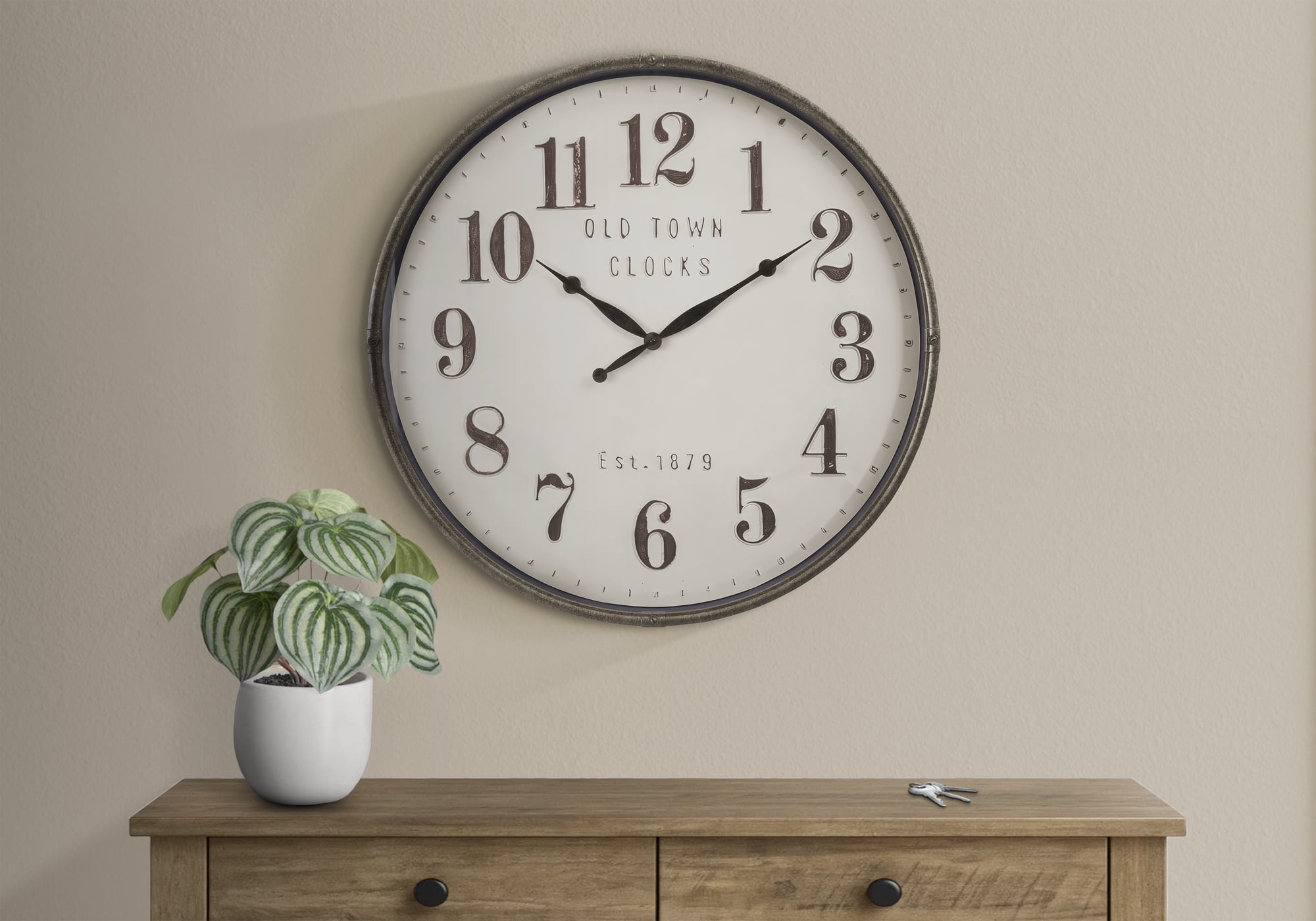 Monarch Specialties I 9024 Clocks, 30" Round, Large Oversized, Wall ...