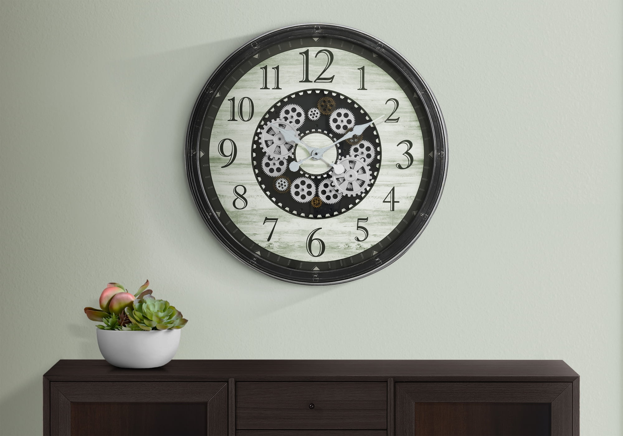 Monarch Specialties I 9030 Clocks, 30" Round, Gear Mechanism, Wall ...