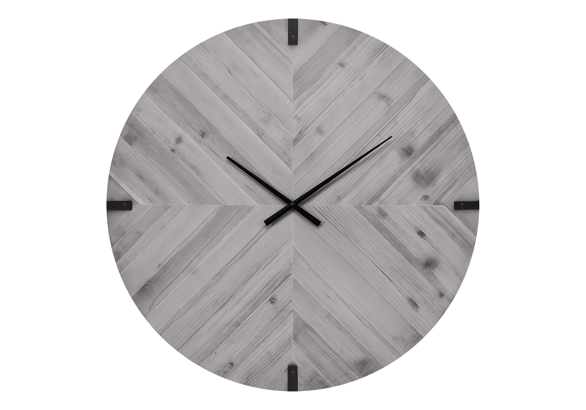 Clocks - 30" Round - Large Oversized - Wall Clock - Gray - Black Metal ...