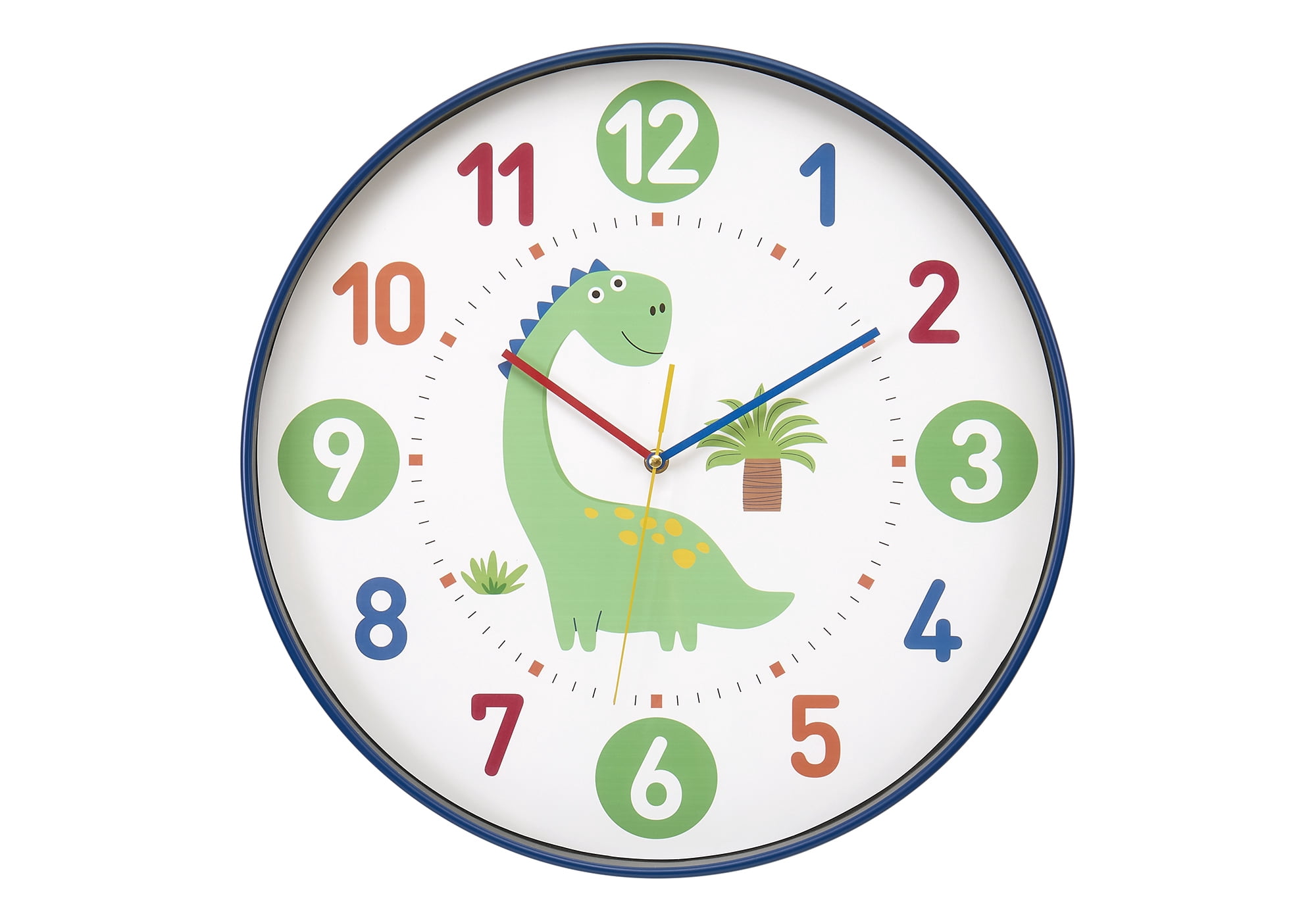 Clocks - 18" Round - Wall Clock - Multi-Color Face - Blue Plastic Frame ...