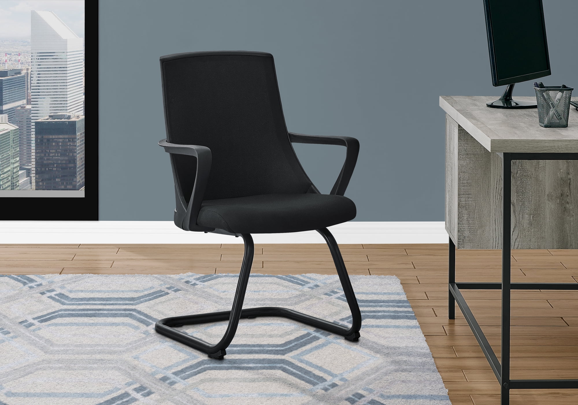 Monarch Specialties Office Chair - Set Of 2, Mid-Back, C-Shaped Metal ...