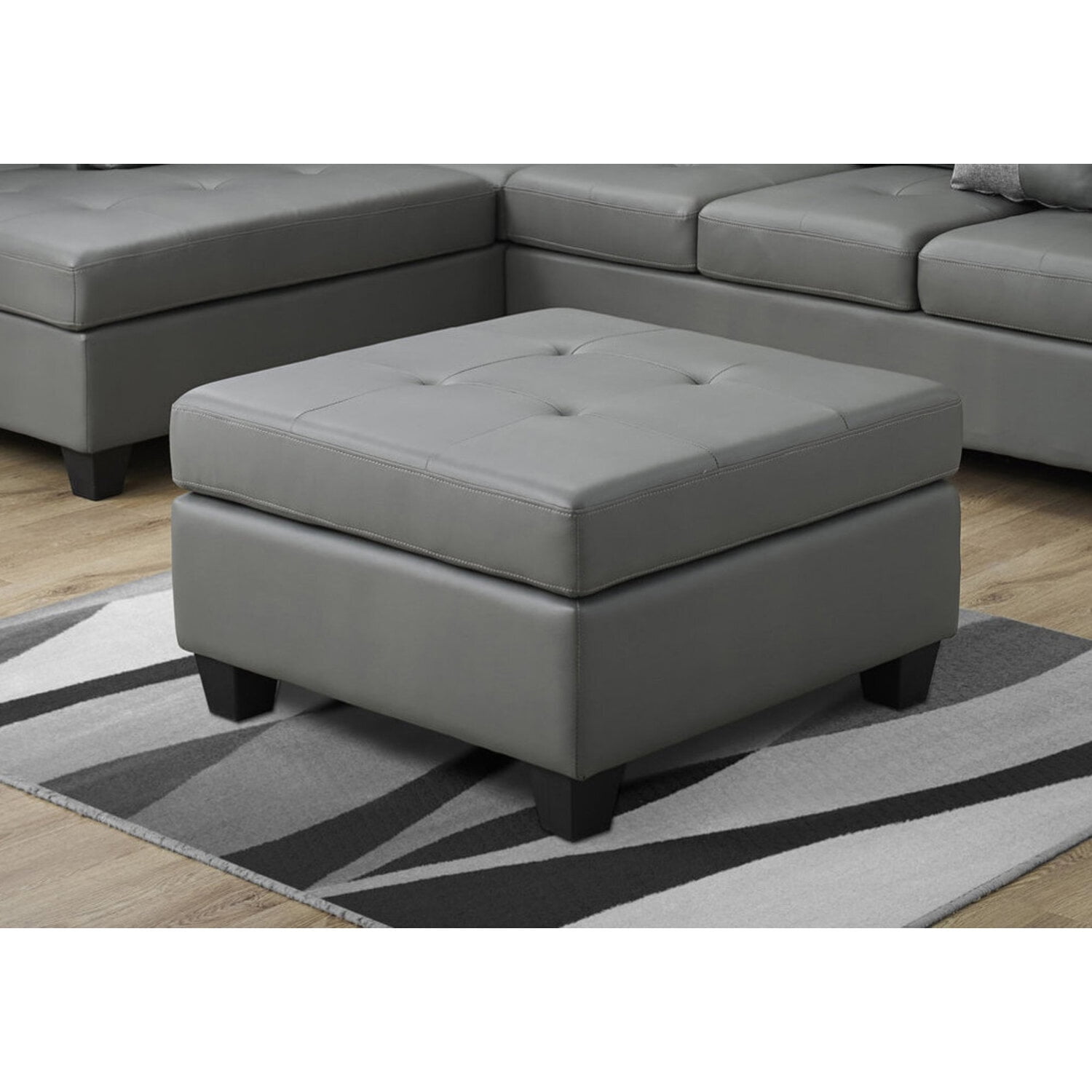 Monarch Specialties Ottoman Light Grey Bonded Leather - Walmart.com