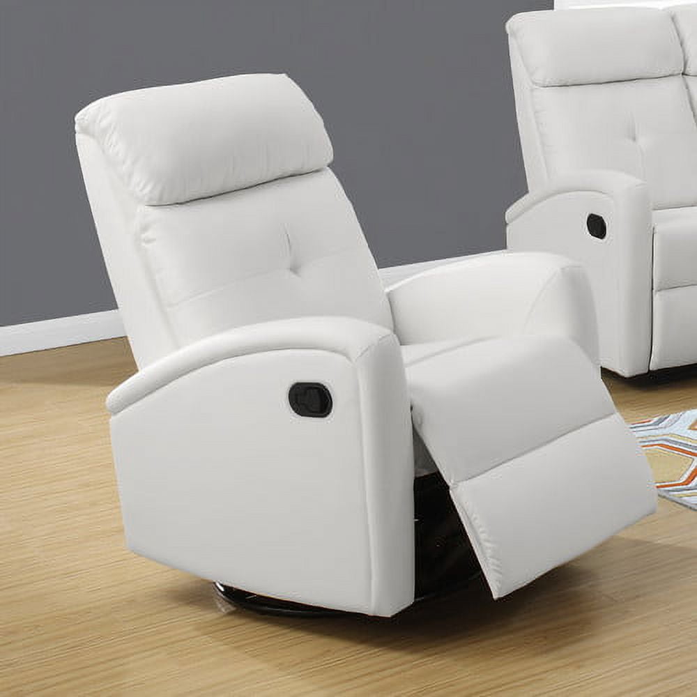 Monarch Specialties Recliner Swivel Glider, White Bonded Leather ...