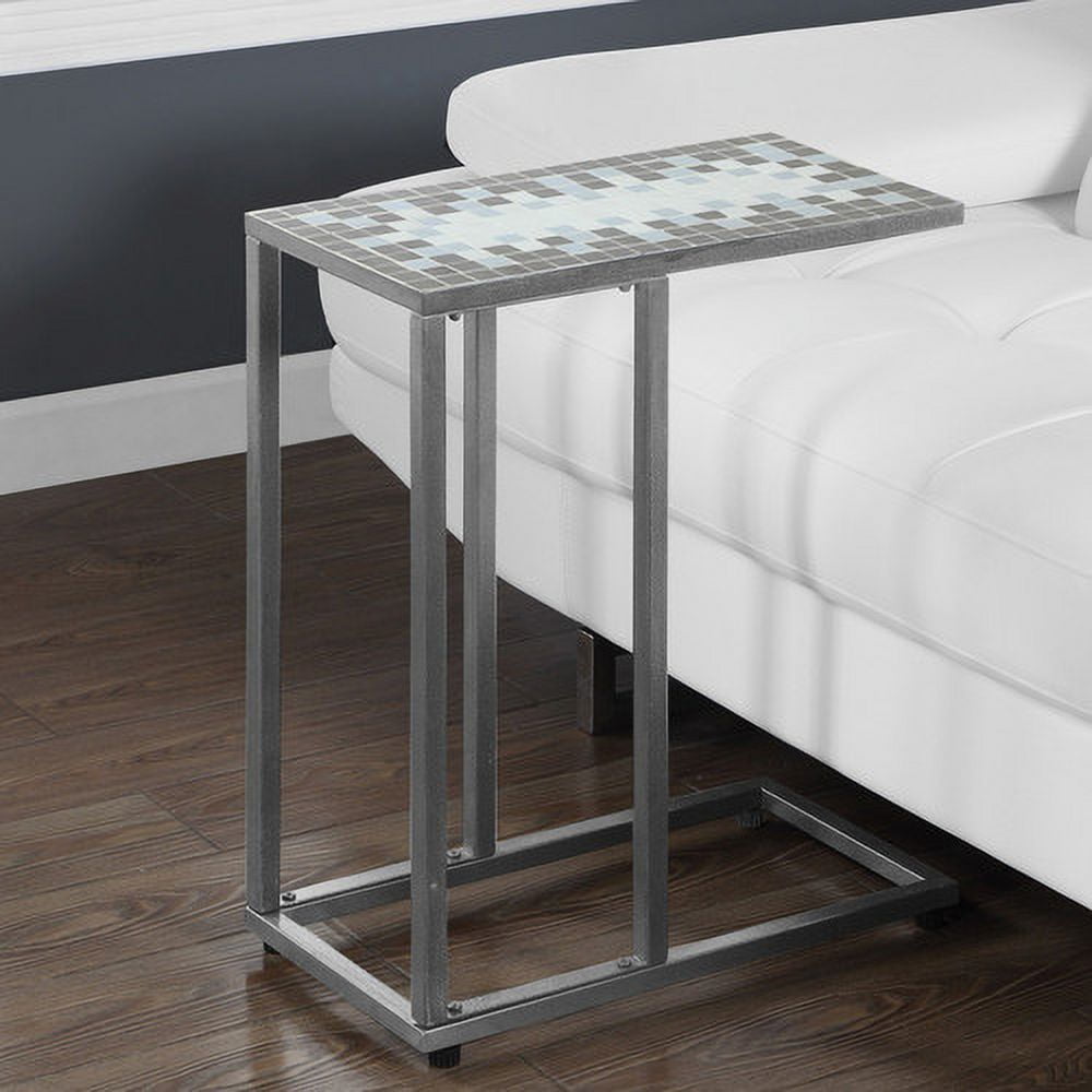 Monarch Specialties Tile Top Metal Accent Table, Grey/Blue/Hammered ...